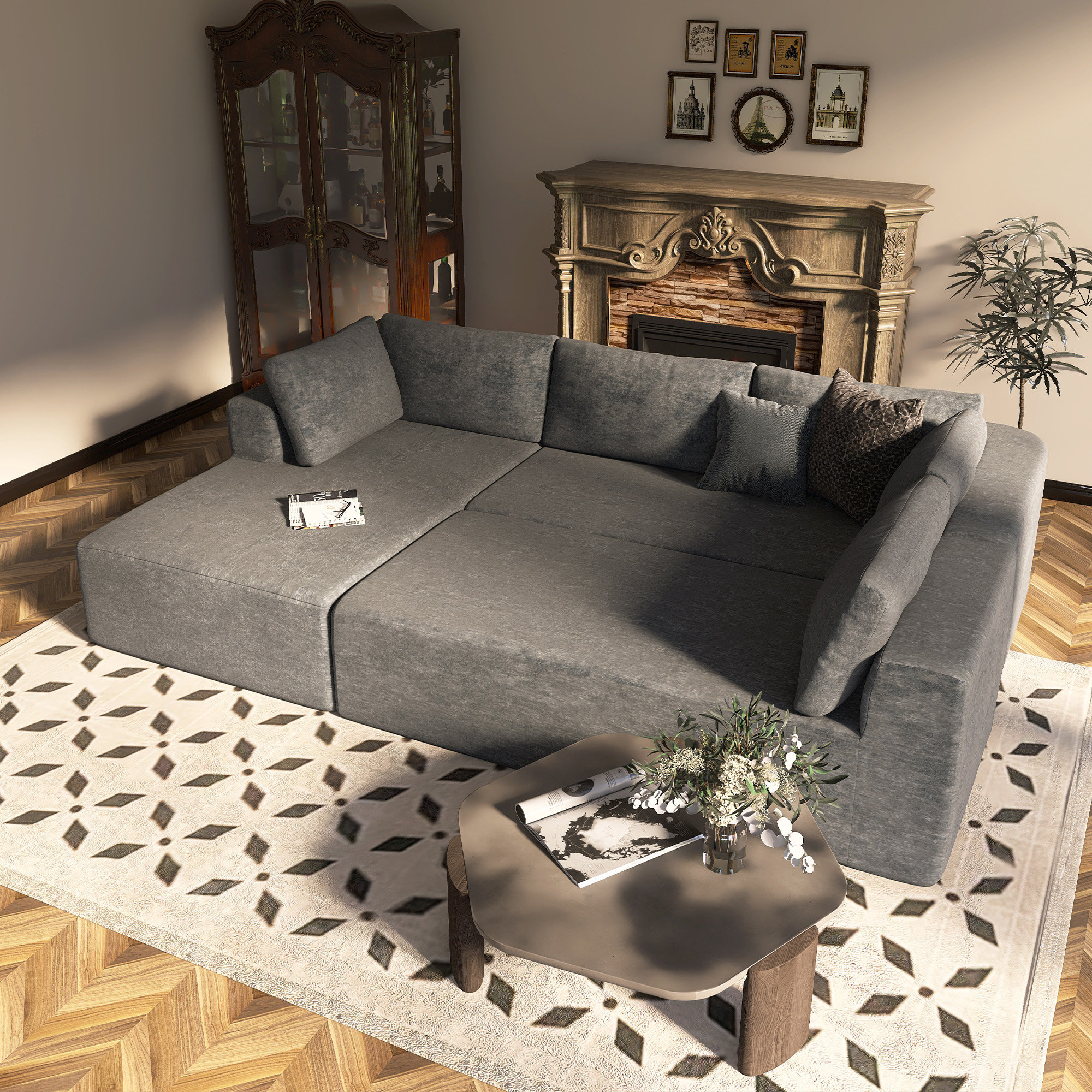 Hokku Designs MODERN LARGE MODULAR SECTIONAL SOFA | Wayfair