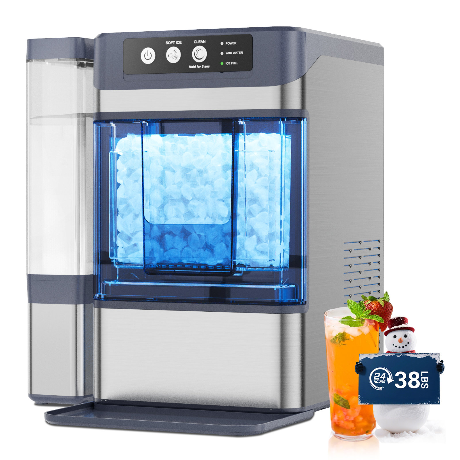 Domccy® Nugget Ice Makers Countertop, Pebble Ice Machine With Chewable ...