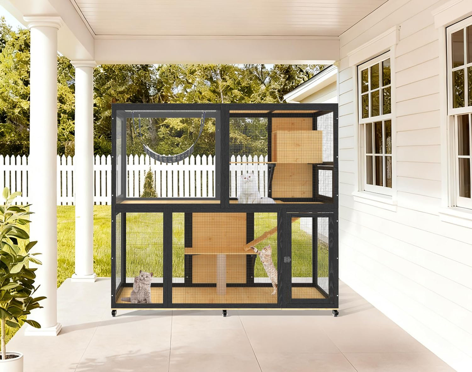 Tucker Murphy Pet™ 2-Tier Large Catio Indoor Cat Enclosure With Wheels ...