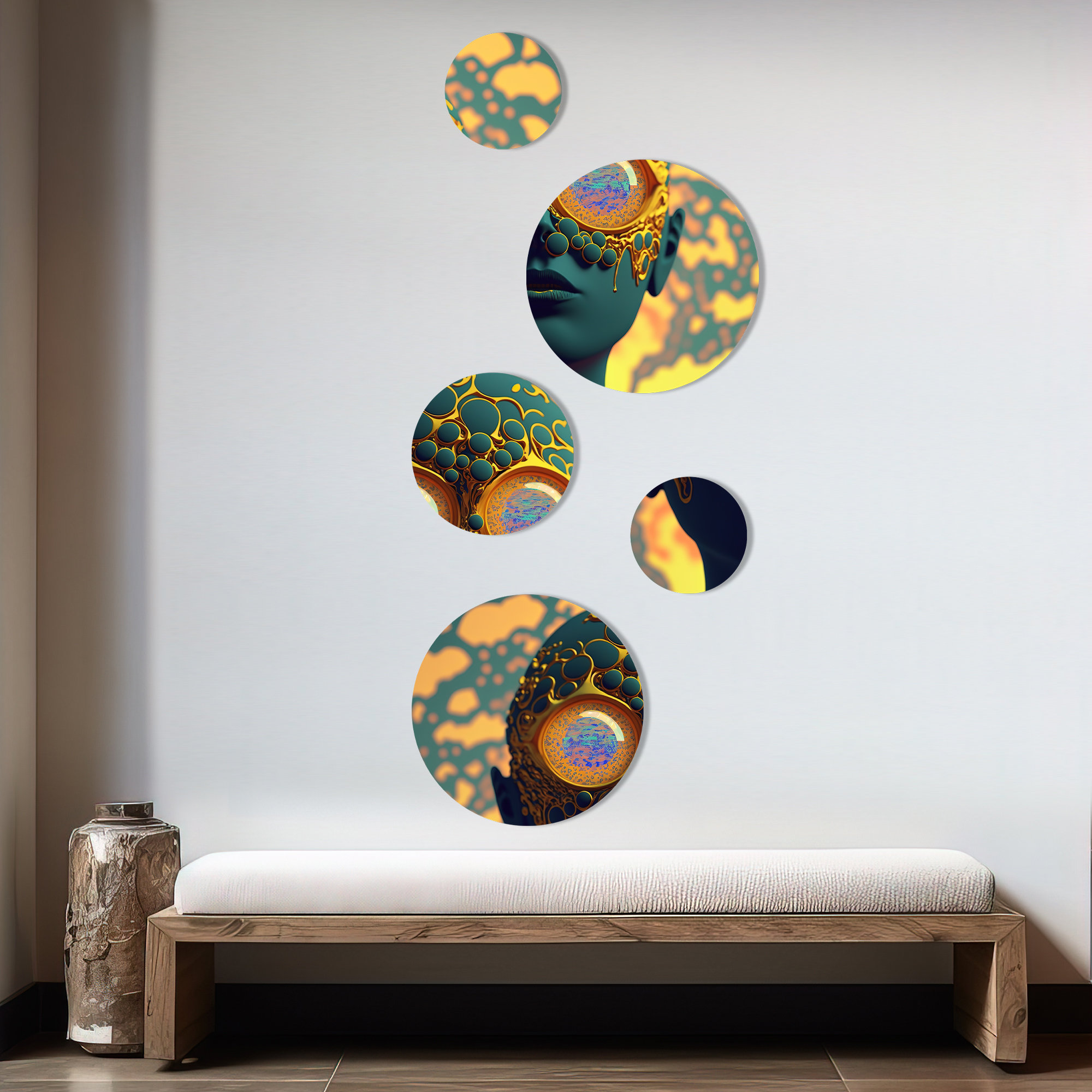 Design Art 5 Visionary Woman Looking Into The Future Wall Decor Set ...