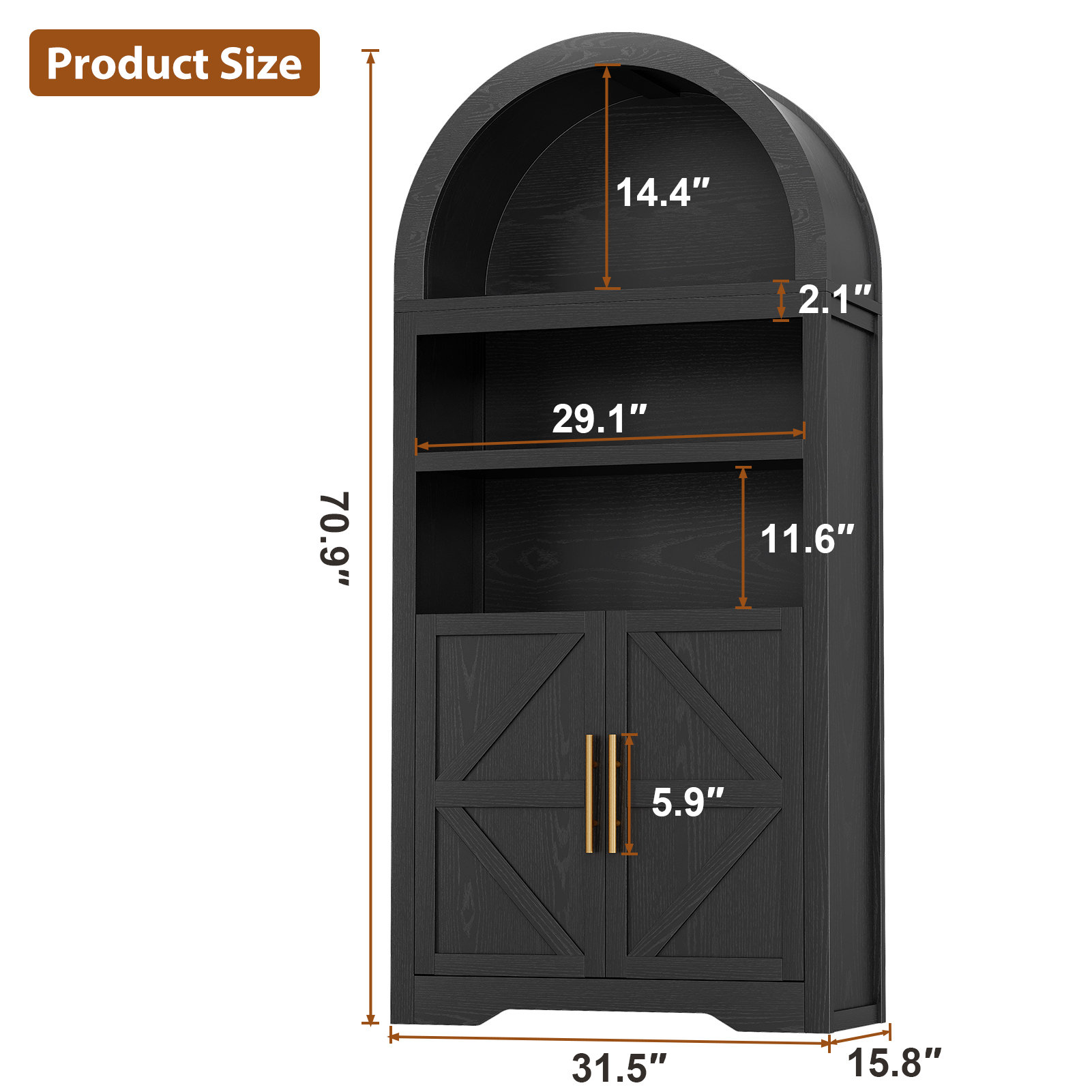 Winston Porter 709 Tall Elowen Arched Display Storage Bookcase With 6409