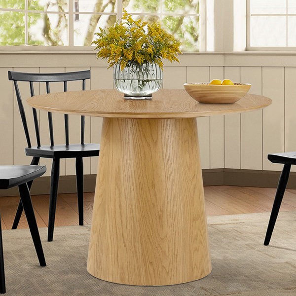 George Oliver Lanieya 42" Solid Oak Round Pedestal Dining Table ...