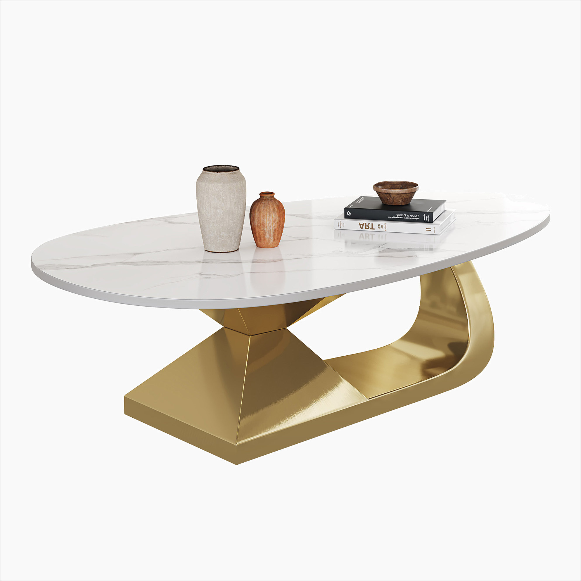 Everly Quinn Modern Tabletop Coffee Table with Stainless Steel Base ...