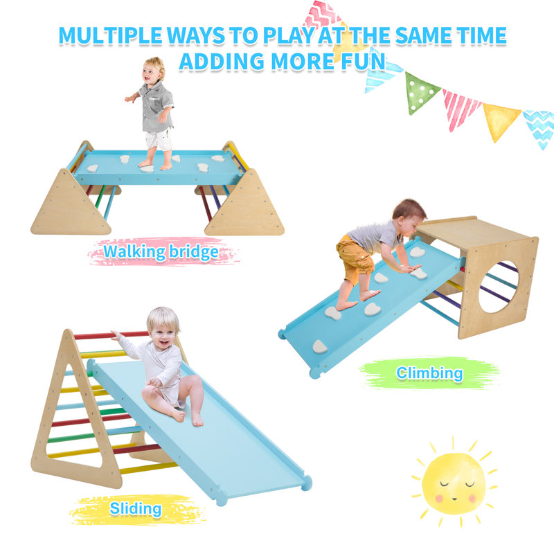 GOME Set of 7 Toddler Triangle Climbing Toys Play Gym | Wayfair