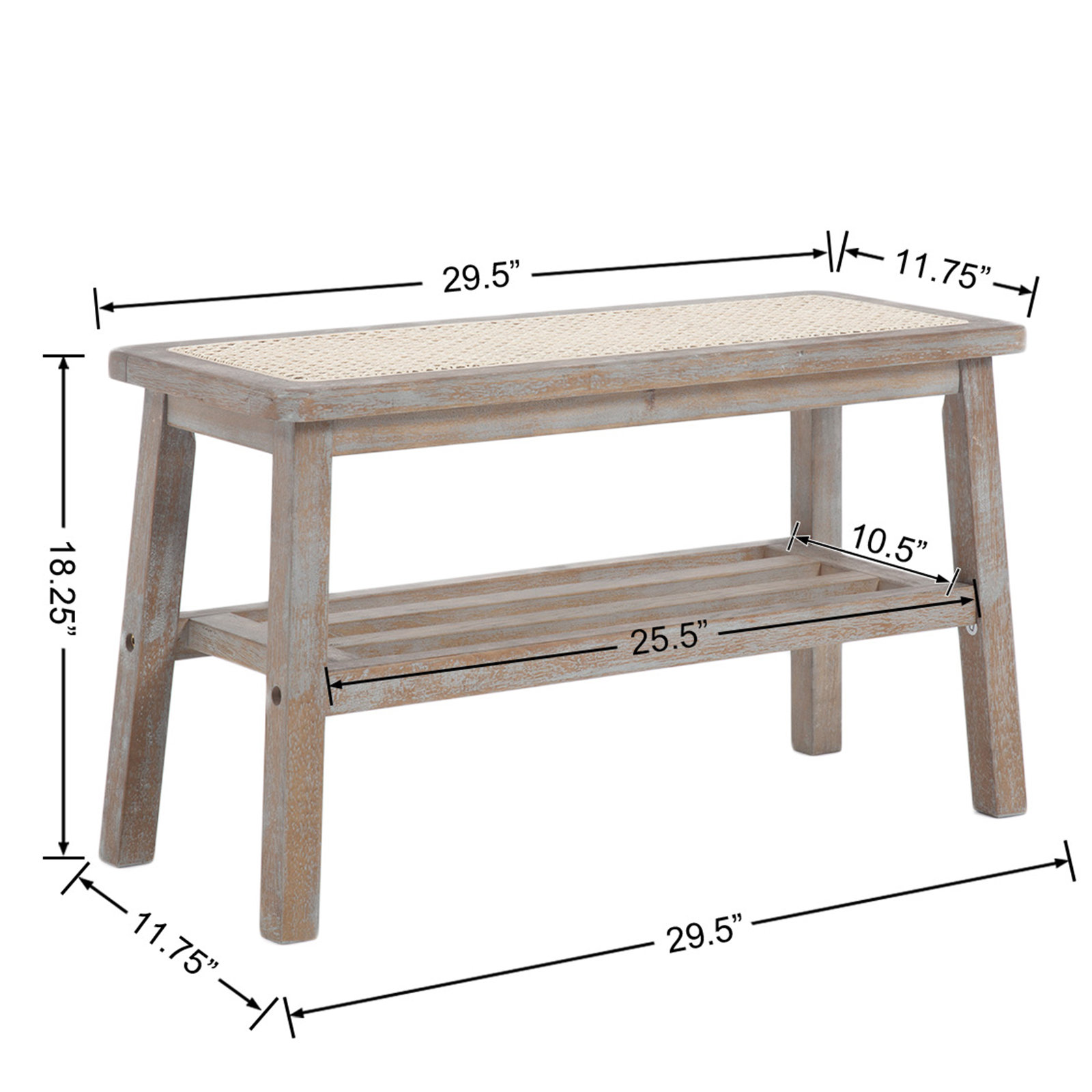 Bay Isle Home™ Rattan Entryway Bench Wood Shoe Rack Bench With Storage ...