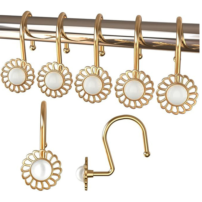 Minoky Shower Curtain Hooks, Set of 12 Heavy Duty Metal Decorative ...