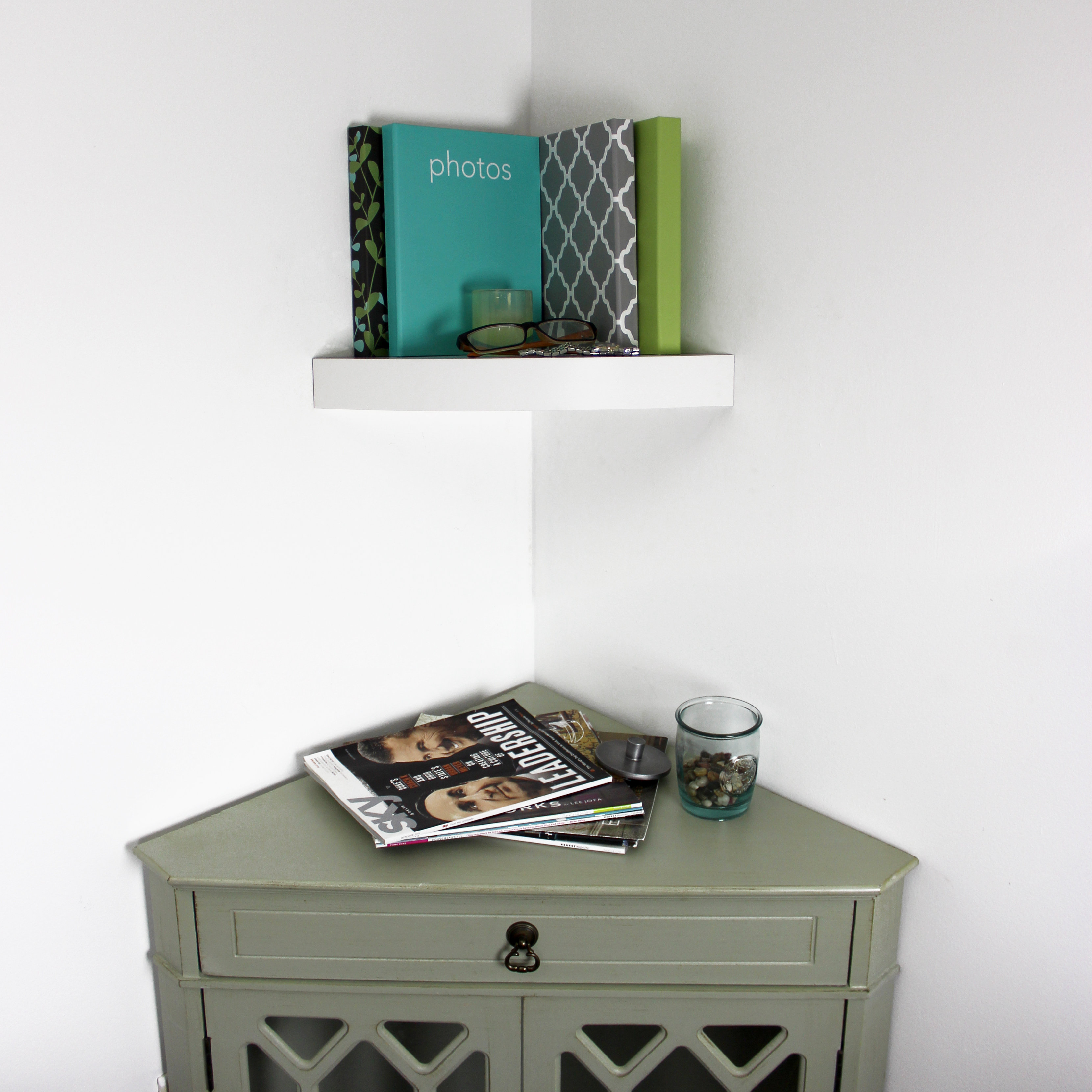 Ebern Designs Beaufort Triangle Corner Shelf with Adjustable Shelves ...