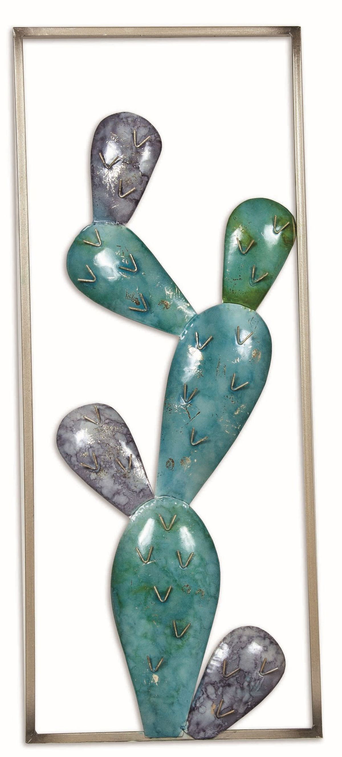 Union Rustic Metal Cactus In Metal Frame Wall Decor | Wayfair