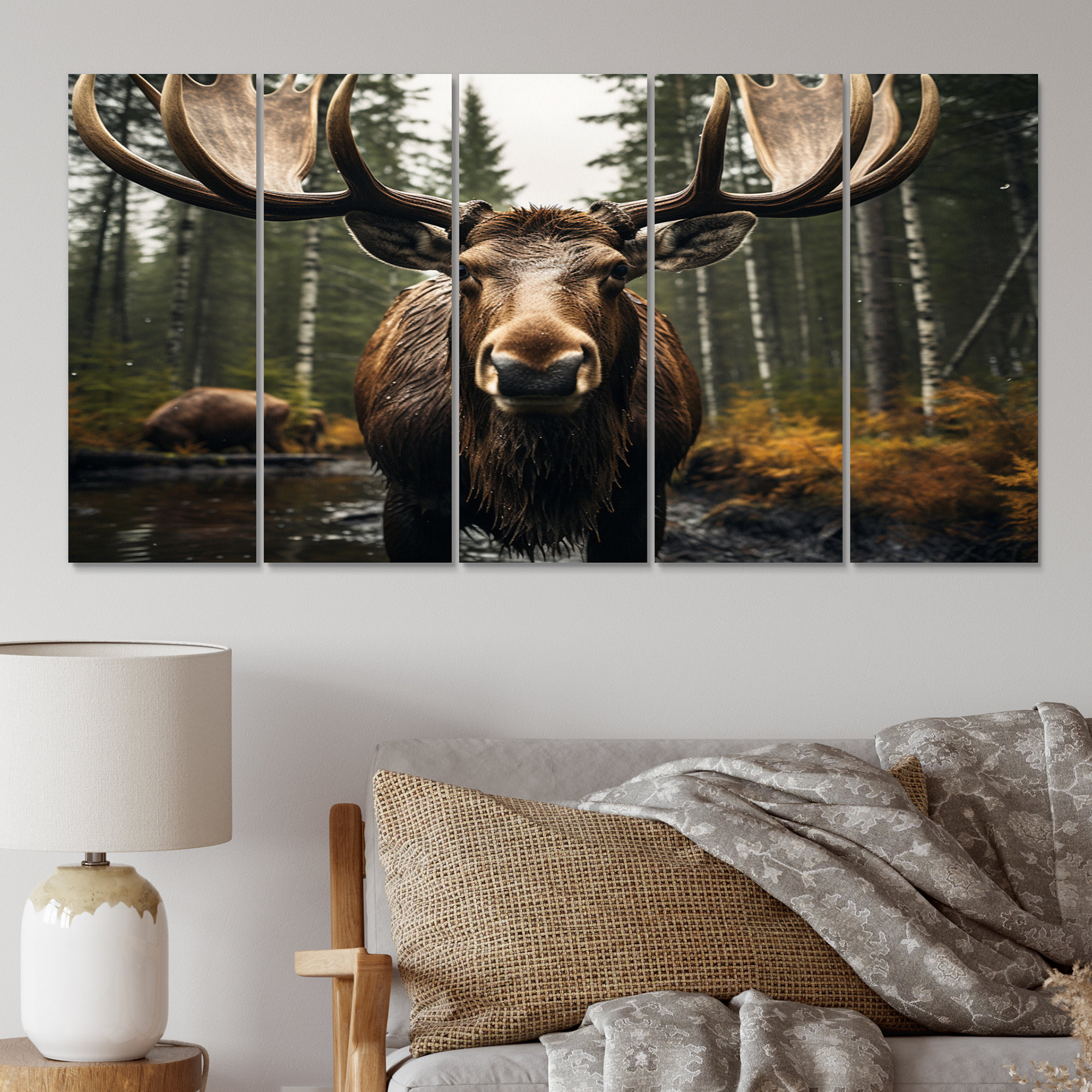 Loon Peak® Brown Yellow Moose Majestic - Animals Canvas Print - 5 Equal ...