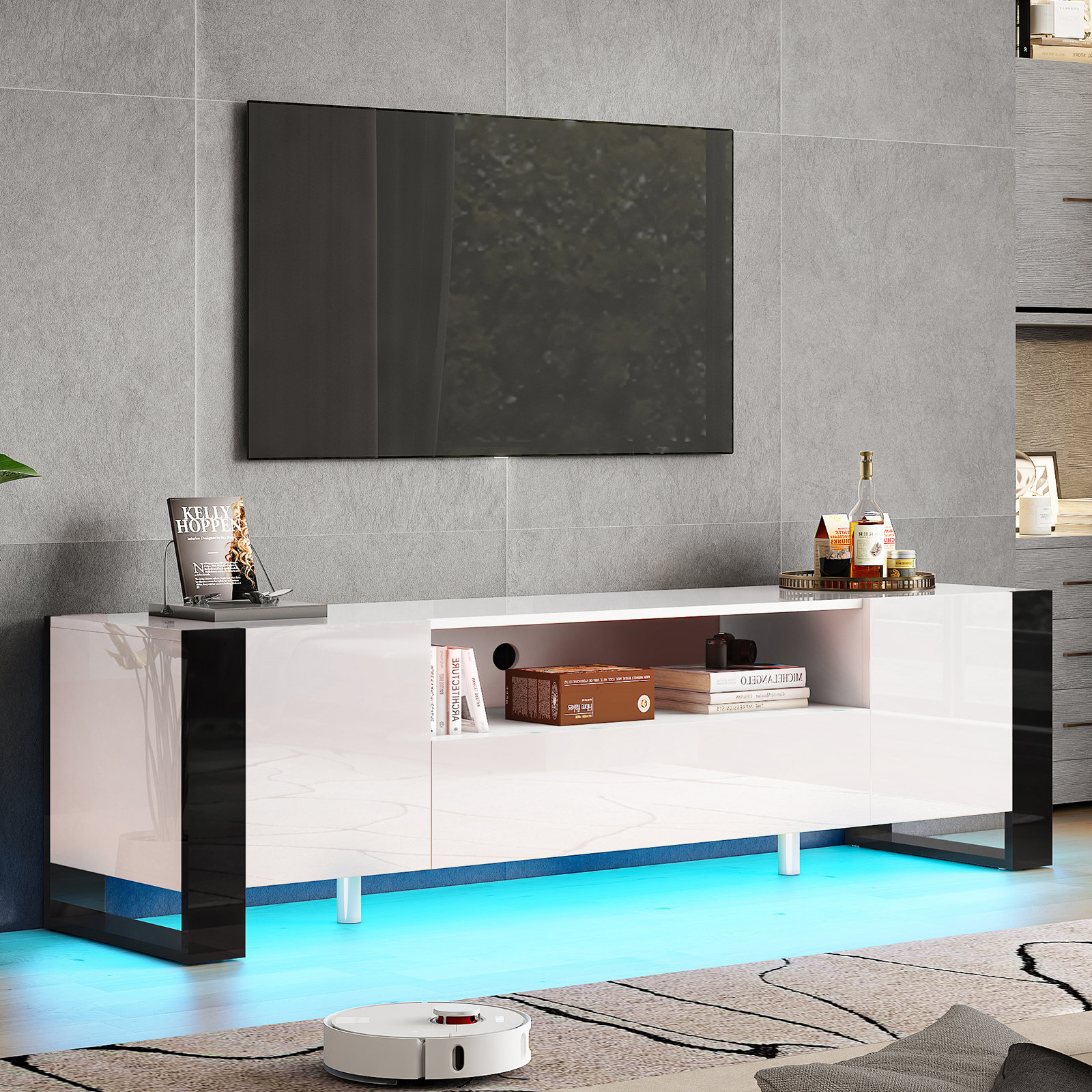 Wrought Studio Bhhatu Modern LED TV Stands, 70 Inch TV Console With ...