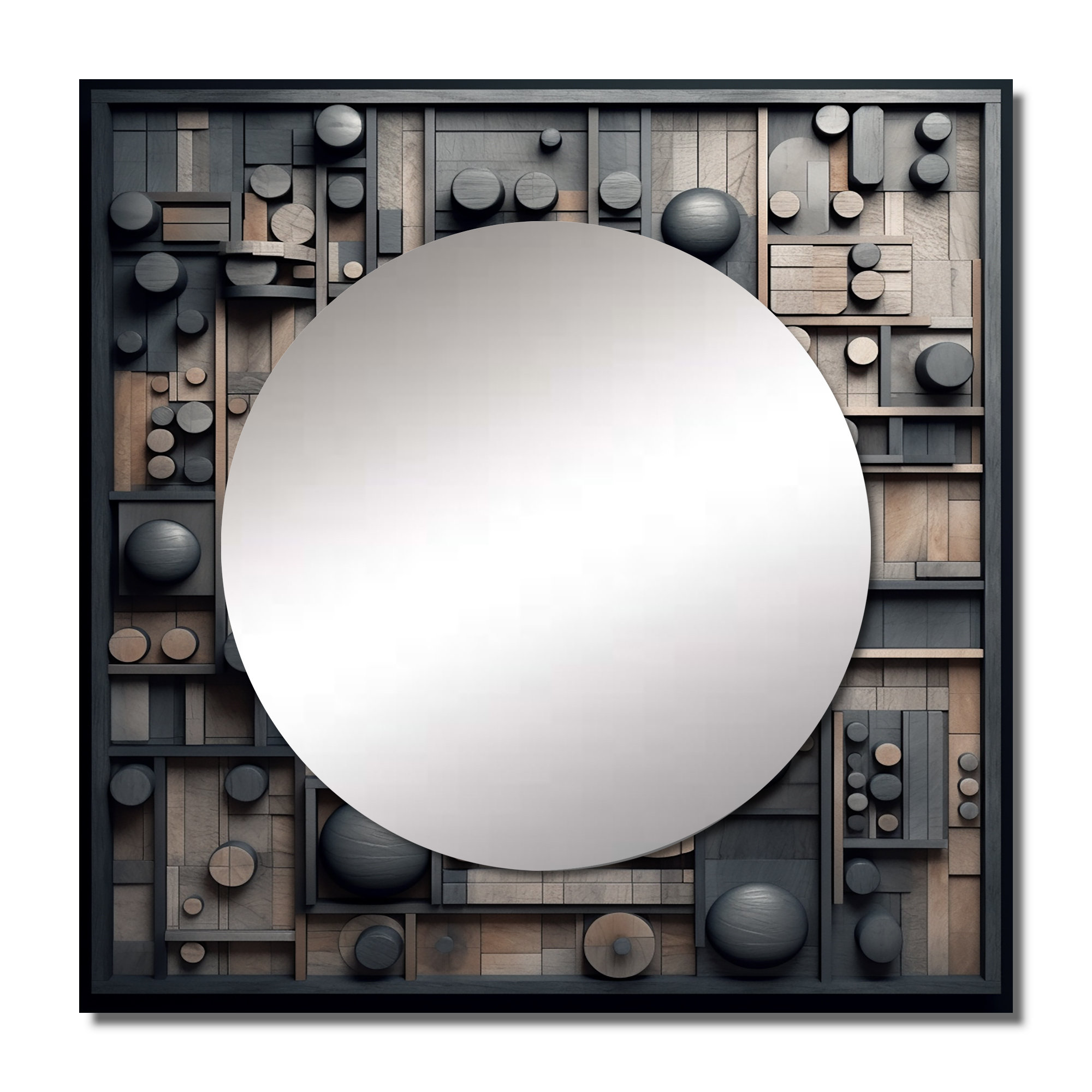 Design Art Cubic Geometric Dreams II - Cubism Square Mirror For Wall ...