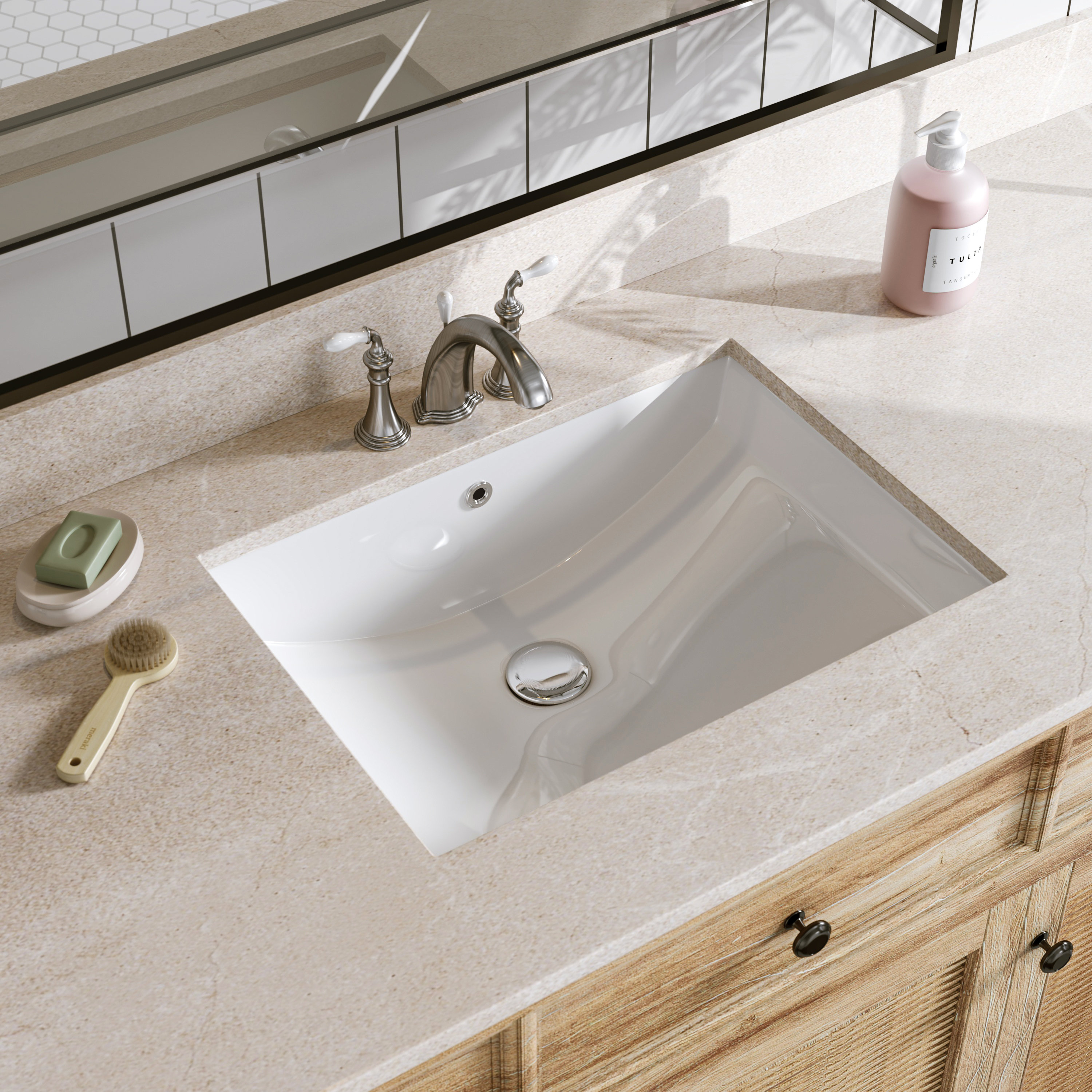 HOROW 21.6" X15.7" Rectangular Vitreous China Undermount Bathroom Sink ...