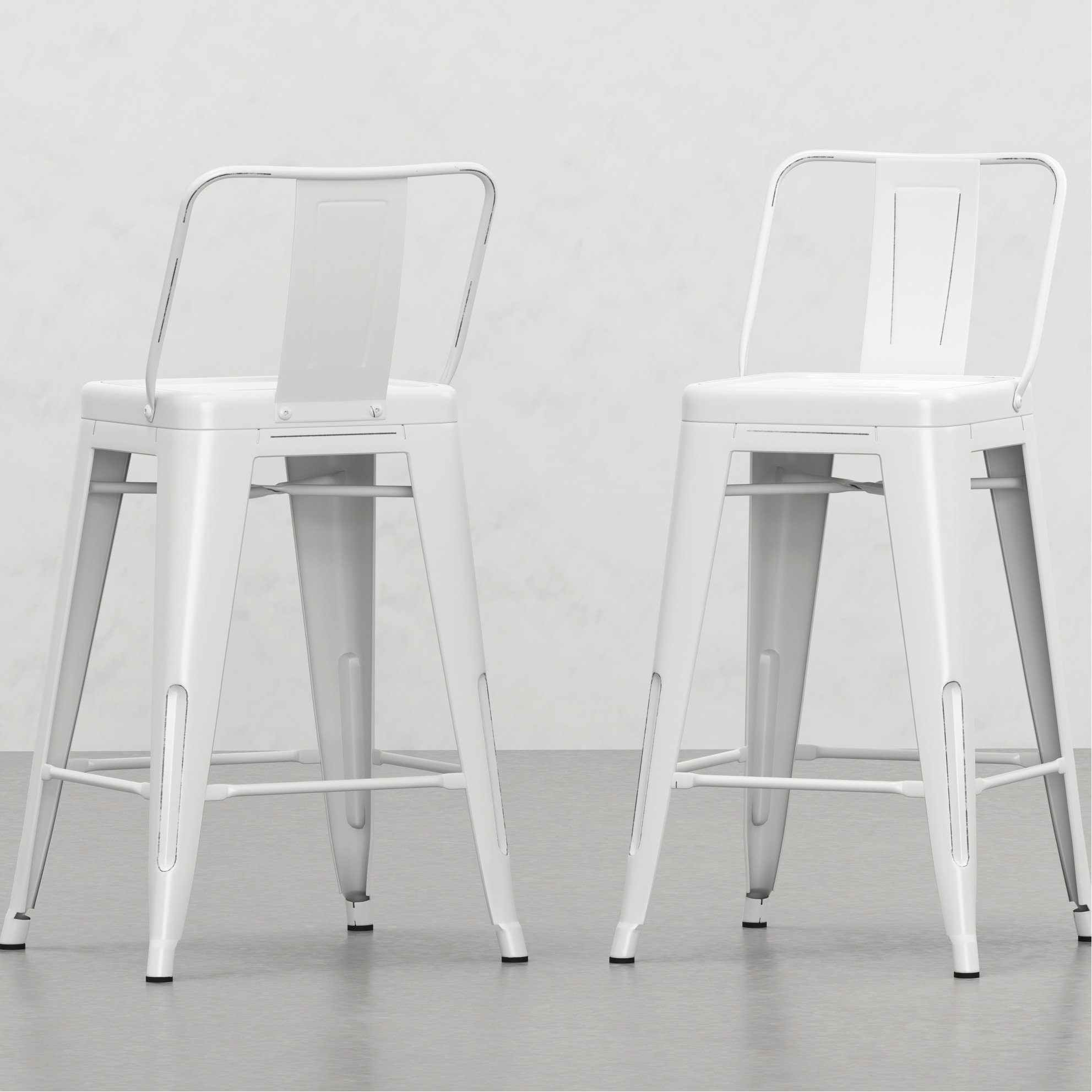 Latitude Run® 24" Metal Counter Height Stool (2), Distressed White ...