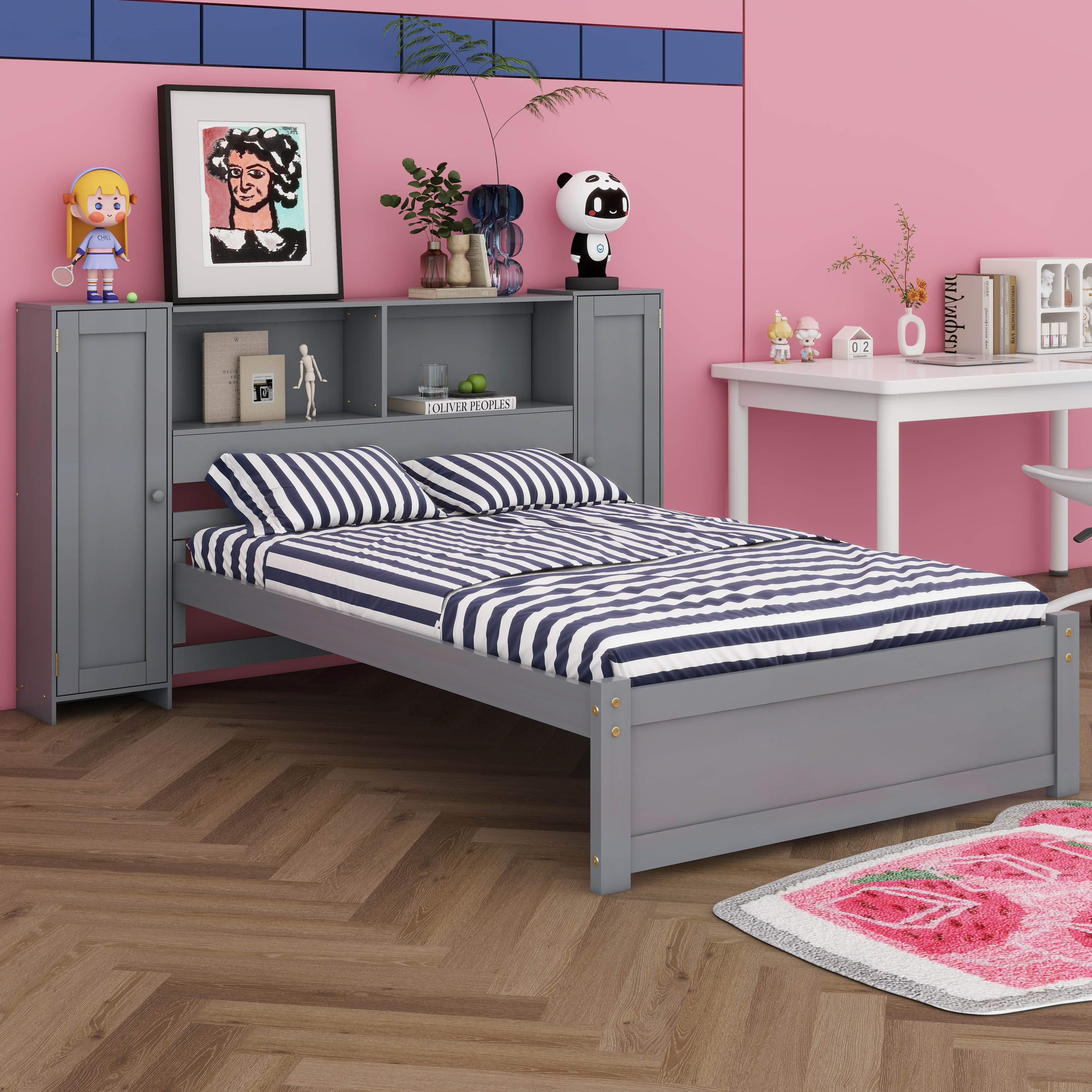 Latitude Run® Twin Size Platform Bed With Storage Headboard And Lockers ...