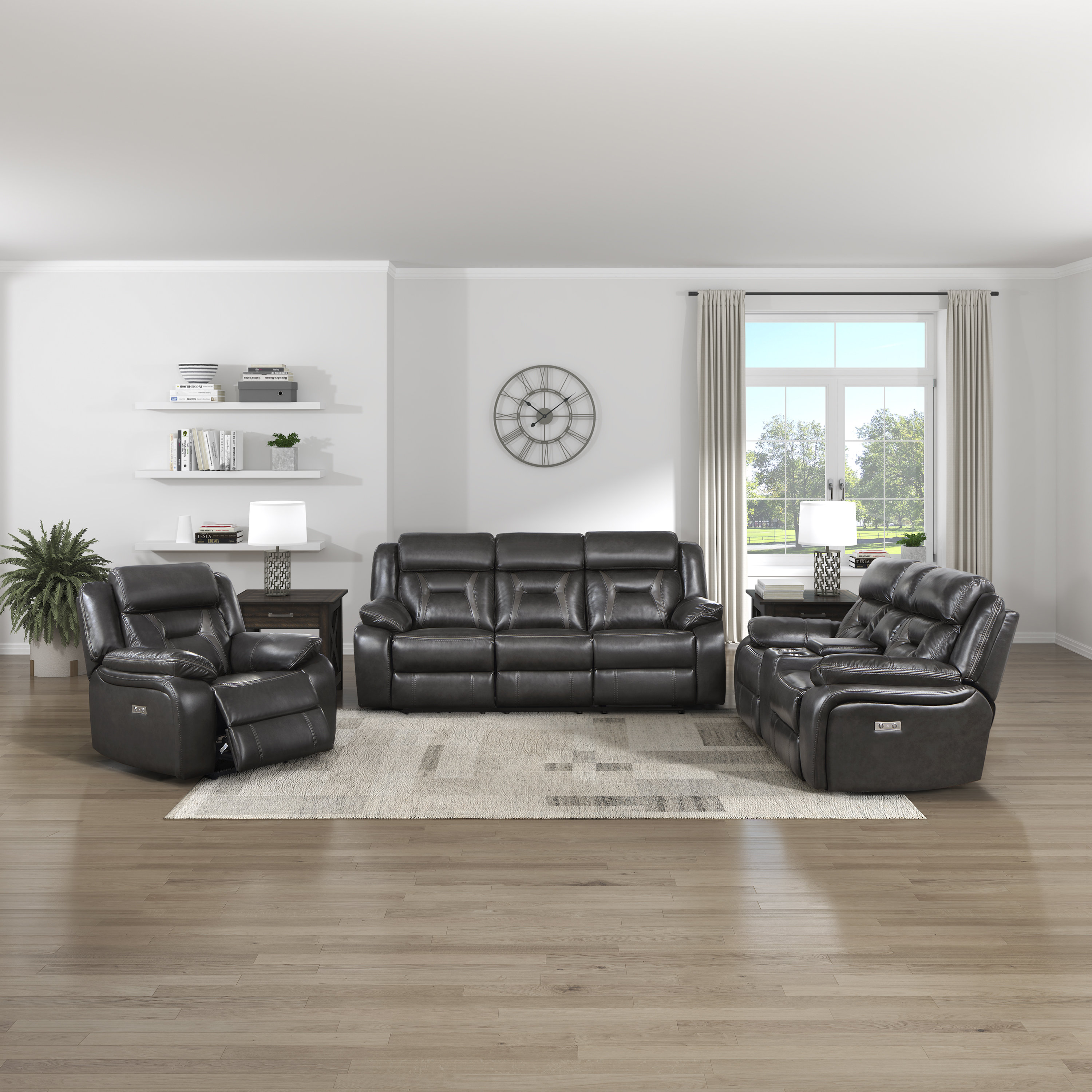 Latitude Run® Selinger 3-Piece Modern Faux Leather Power Reclining ...