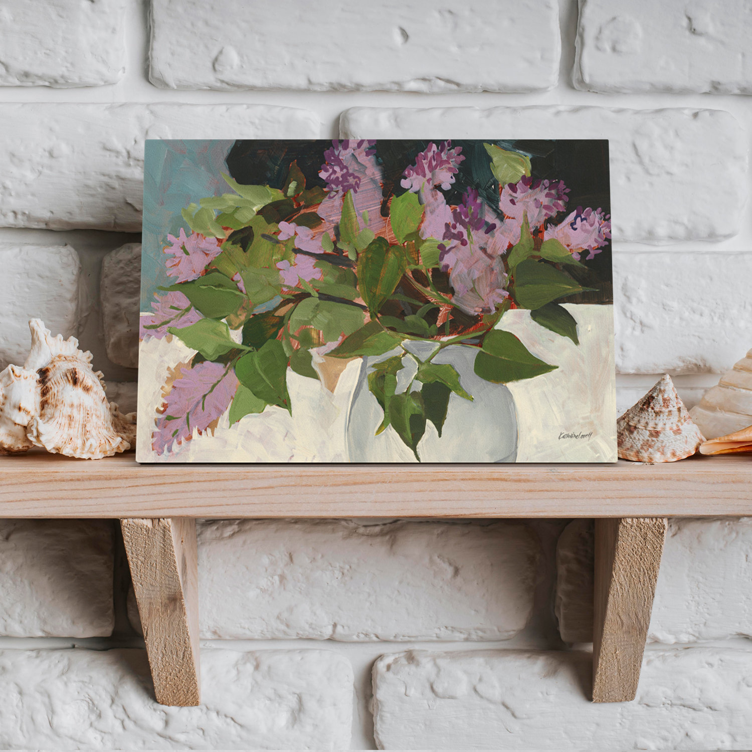 Ebern Designs Black Bouquets Cream - June Lilacs | Wayfair