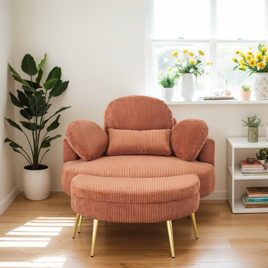 George Oliver Small Sofa With Storage Ottoman, Small Sofa Bed 3 Pillows ...