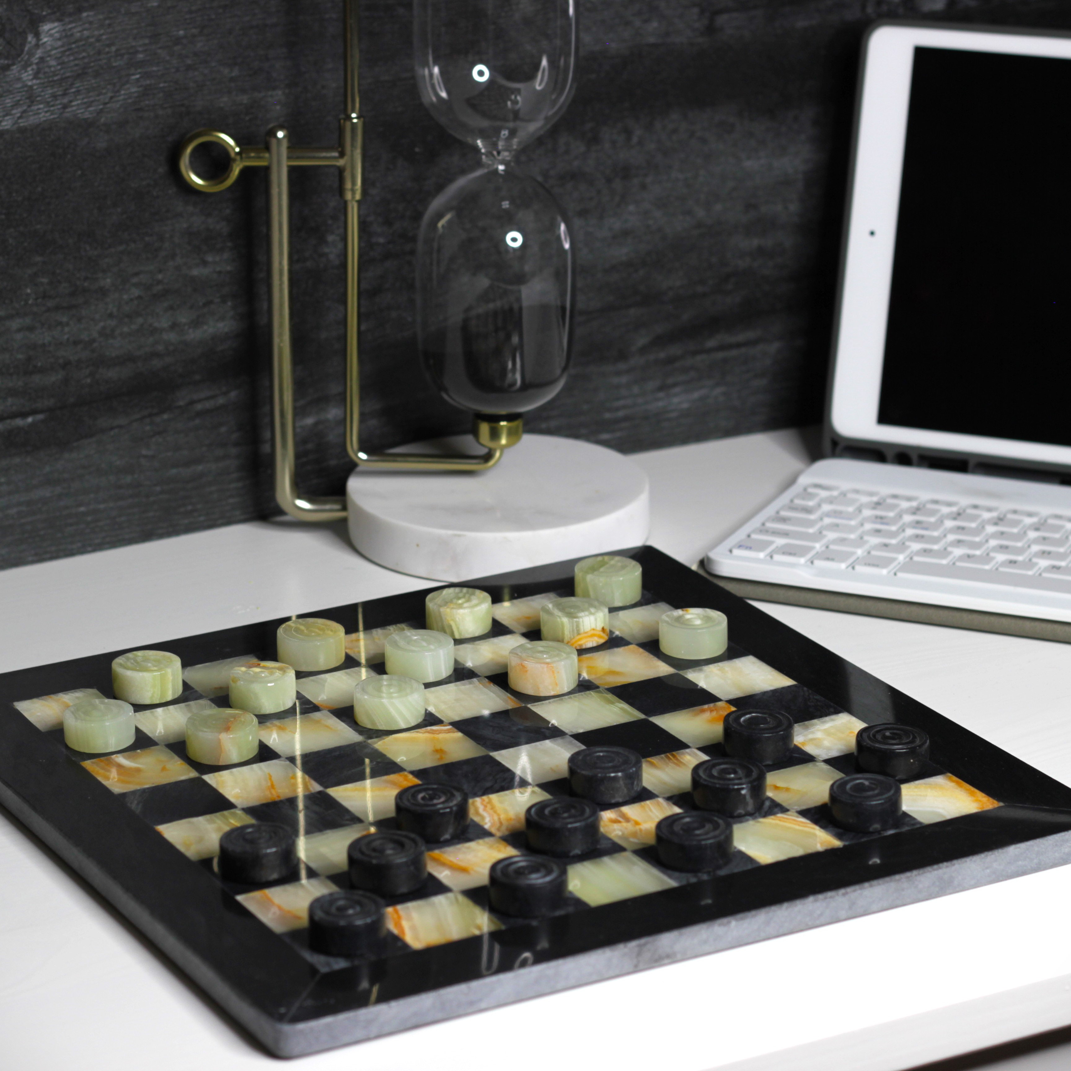 Marble Cultures Vintage Marble Checkers Set with Storage Case by Marble ...
