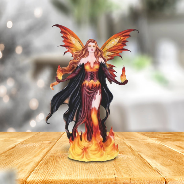 Trinx Jimmia 11.25"H Fire Fairy Figurine Unique Gifts | Wayfair