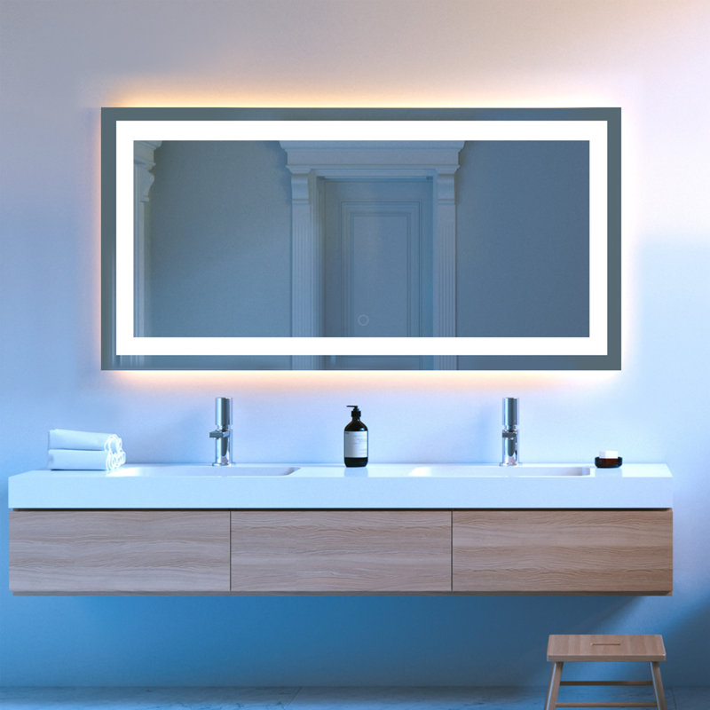 Orren Ellis Flyte Rectangular LED Mirror with Defogger, Adjustable ...