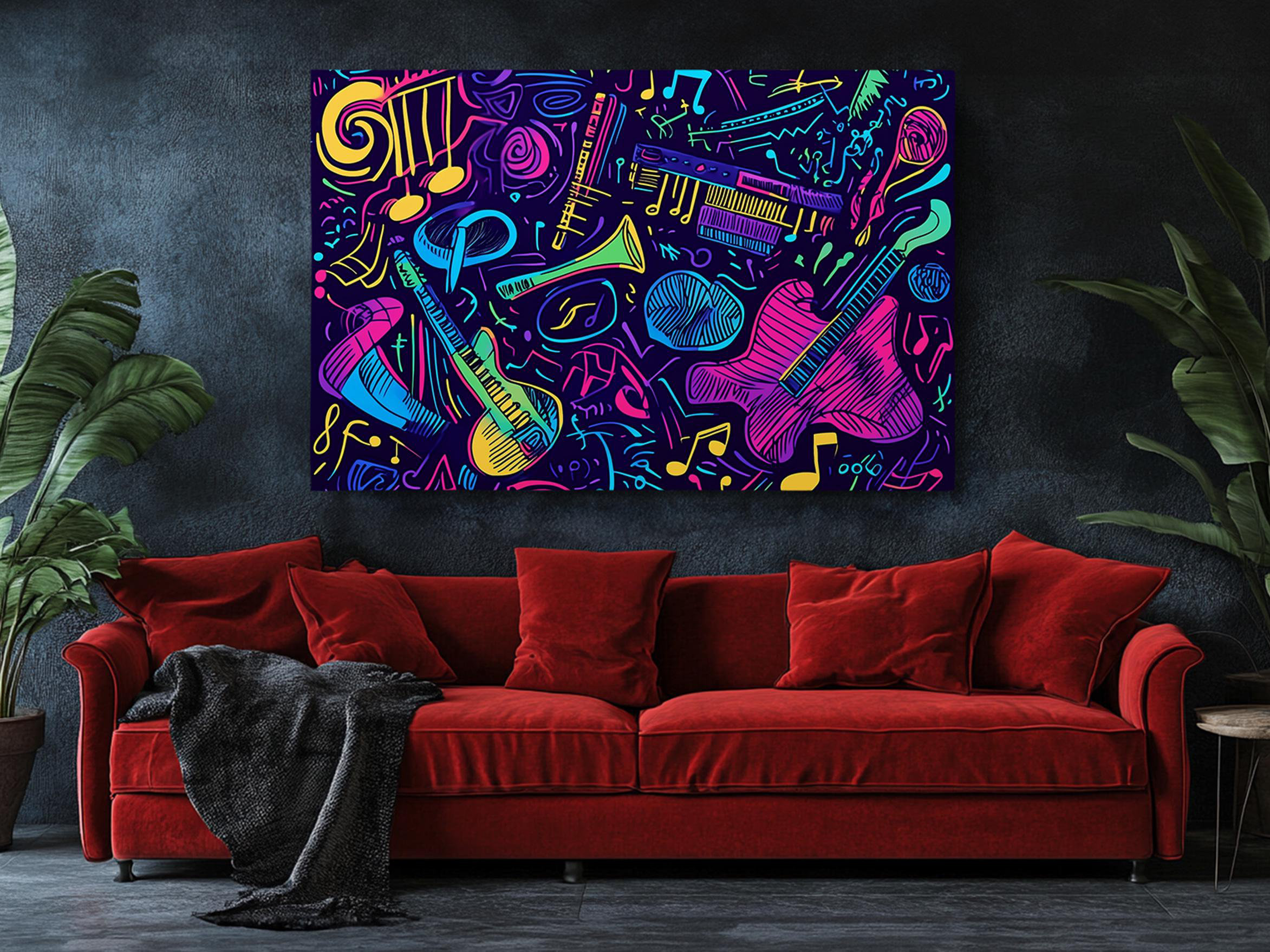 Trinx Colorful Doodle of Musical Instruments on High-Quality Canvas ...