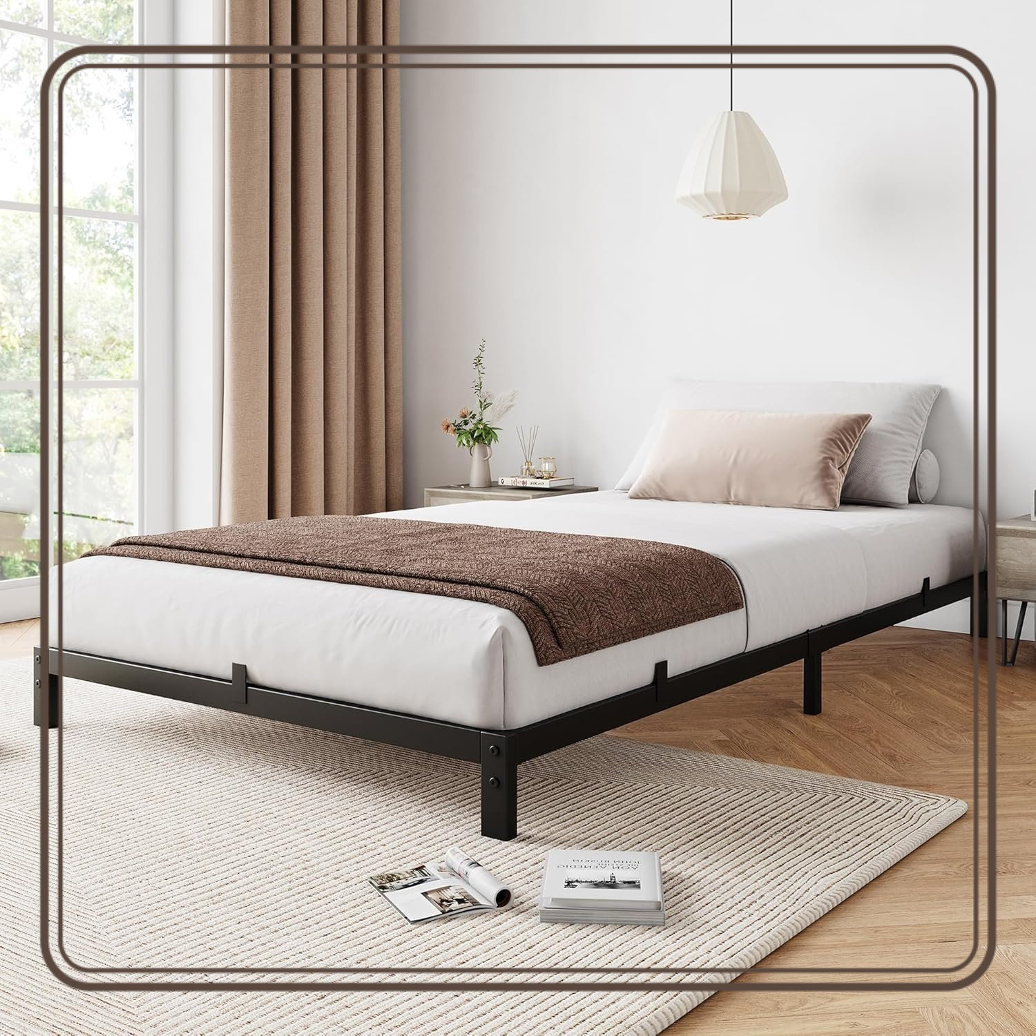 Ebern Designs 8 Inch Twin Bed Frame, Low Profile Twin Metal Platform ...