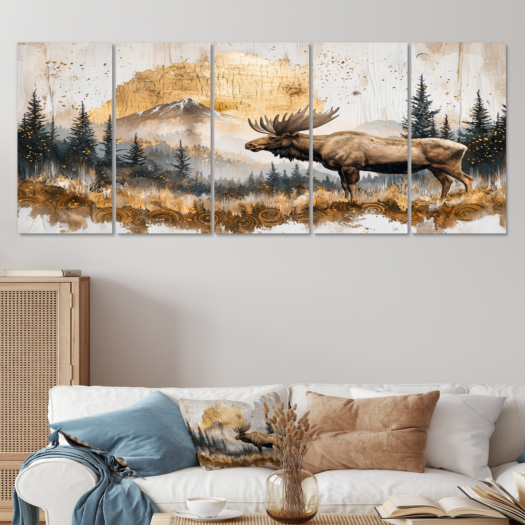 Millwood Pines Golden Moose In The WinterLandscape I - Moose - Modern ...