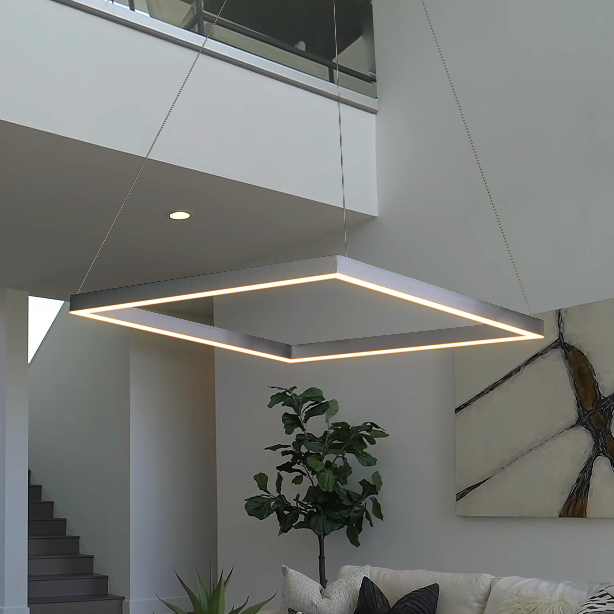 VONN Lighting Atria 20-in Integrated LED Pendant Light Square Height ...