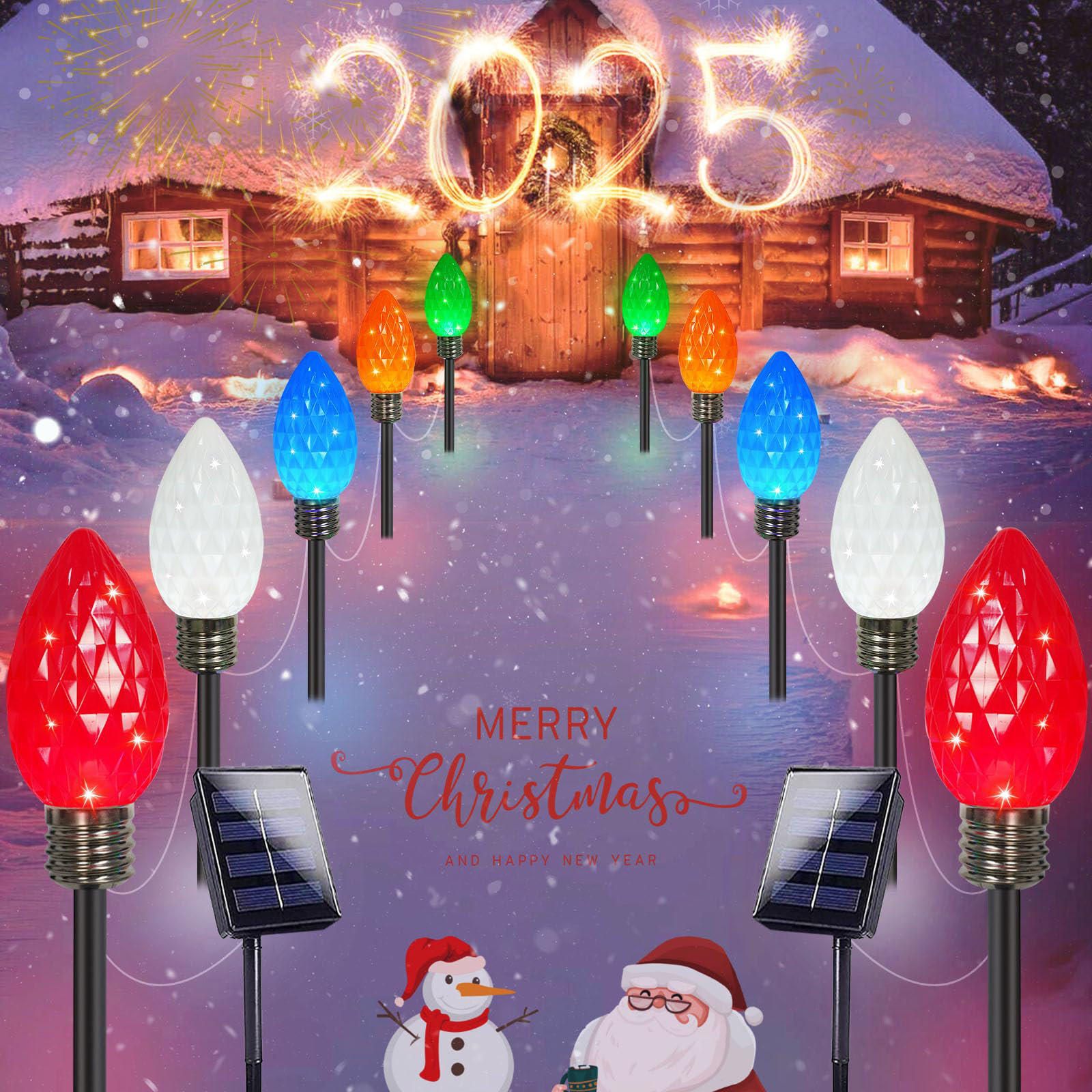 The Holiday Aisle® 10-Pack Jumbo Multicolor Solar Christmas Lights, LED ...