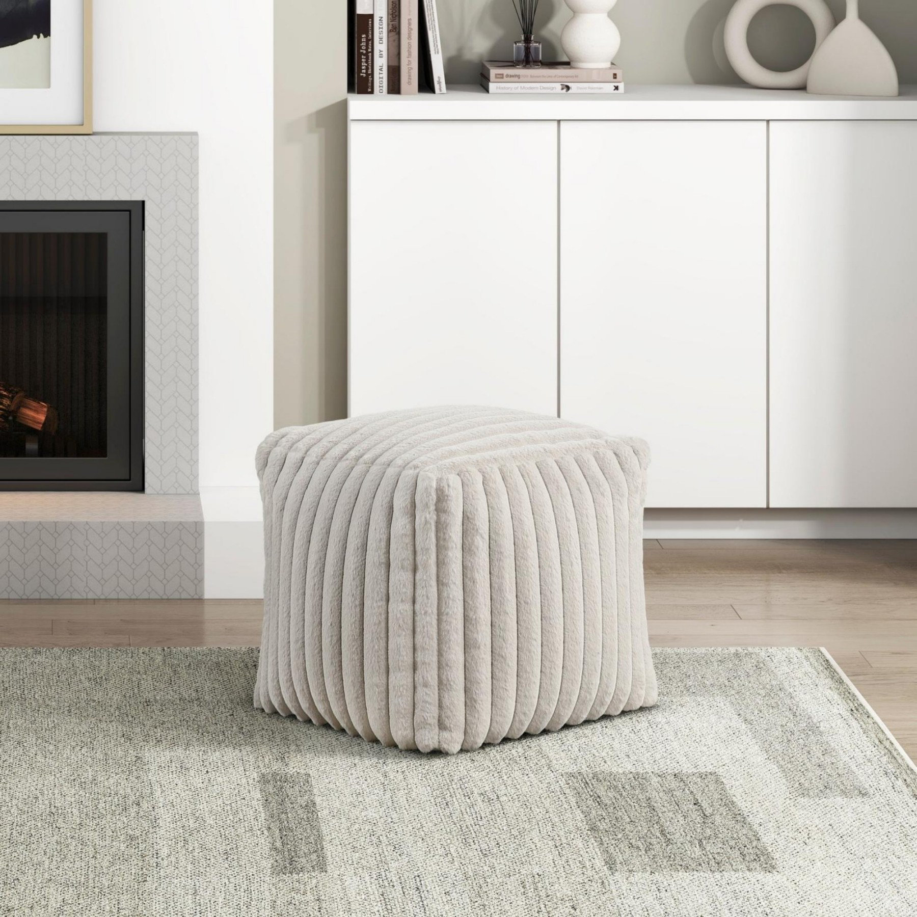 Latitude Run® Deilkes 16" Modern & Contemporary Corduroy Square Pouf ...