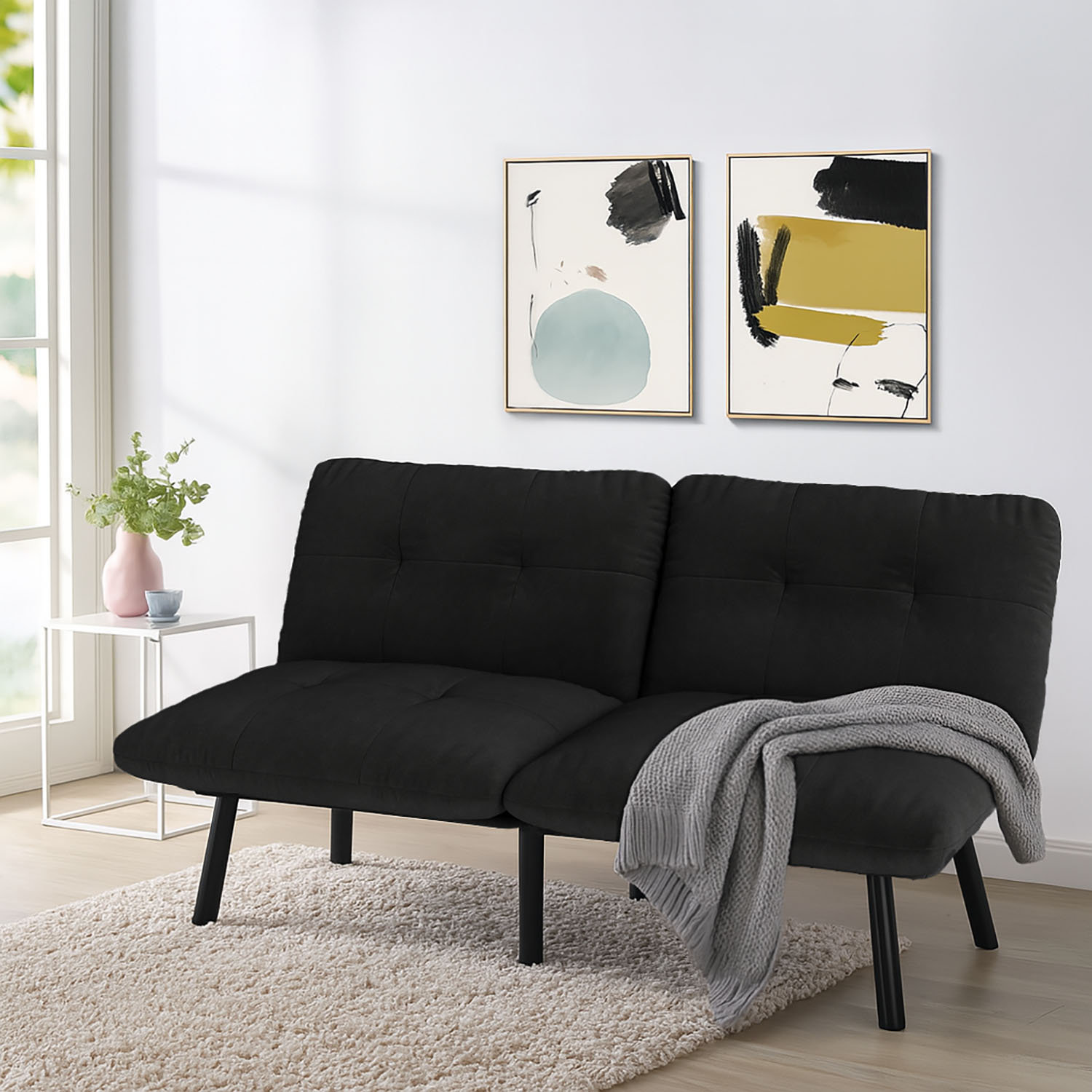 Latitude Run® Classic Velvet Upholstered Convertible Futon Sofa Bed ...