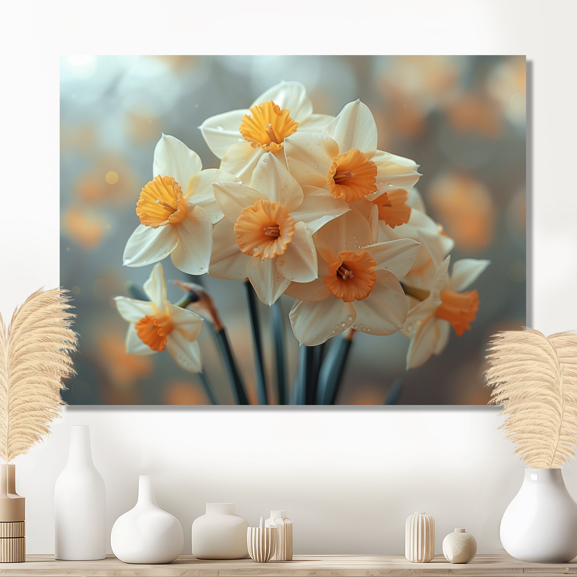 Ebern Designs White Orange Trumpet Of Hope Daffodils - Daffodils Wall ...