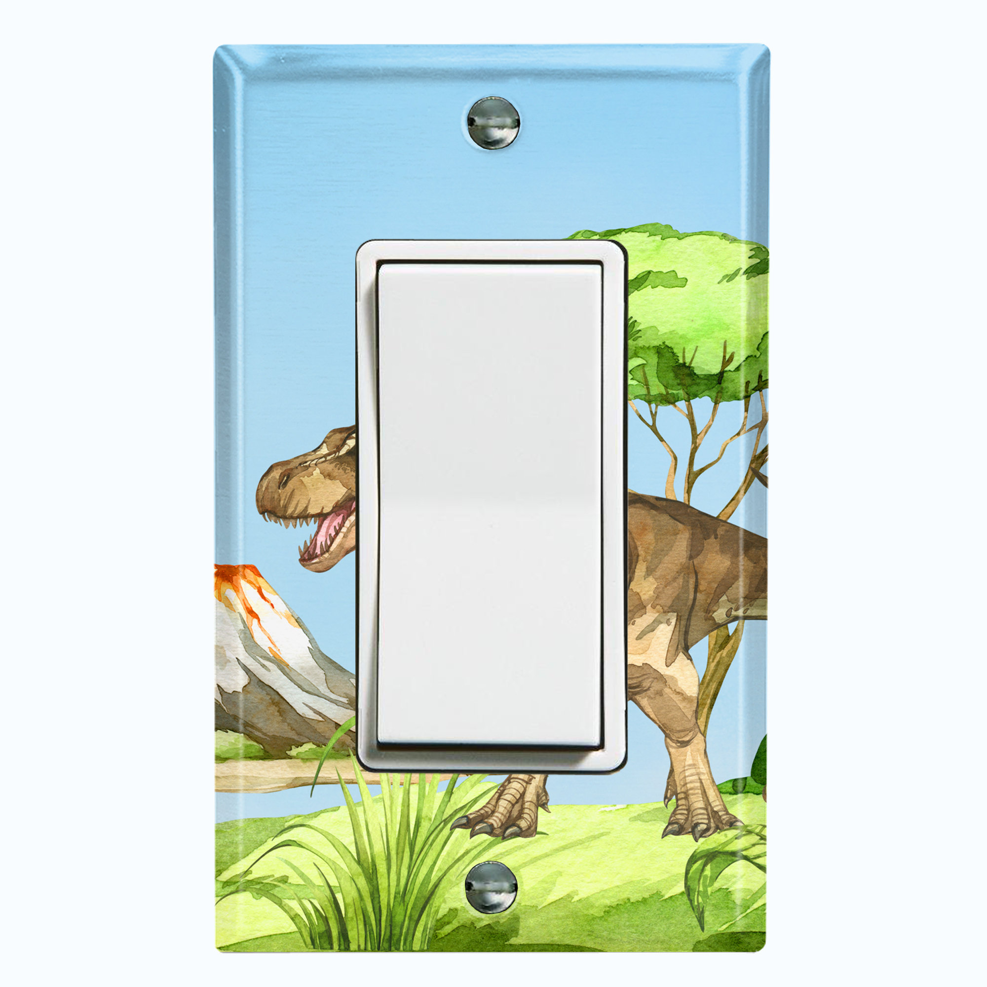 WorldAcc Metal Light Switch Plate Outlet Cover (Dinosaur T-Rex Volcano ...