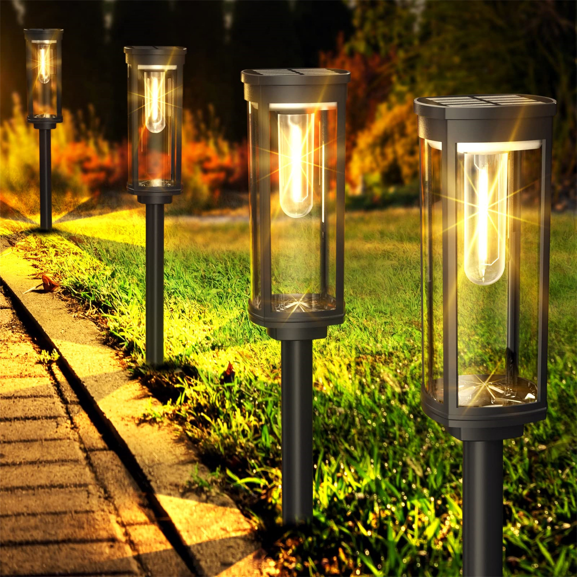 Blooming Black Solar Powered Integrated LED Pathway Light Kit | Wayfair