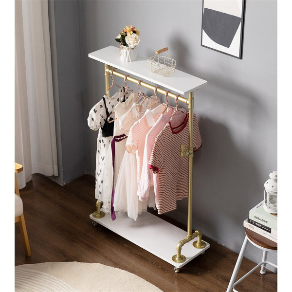 Rebrilliant Naidelyn Wood Metal Rolling Clothing Rack Covers | Wayfair