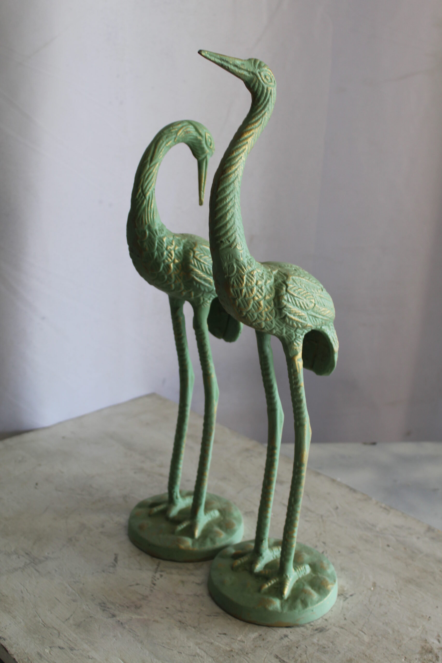 One Allium Way® Thelemann Pair of Aluminum Crane with Green Patina ...