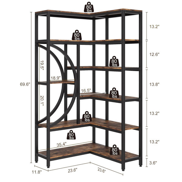 17 Stories Modern Corner Bookshelf,l-shaped Storage Rack For Study Room ...