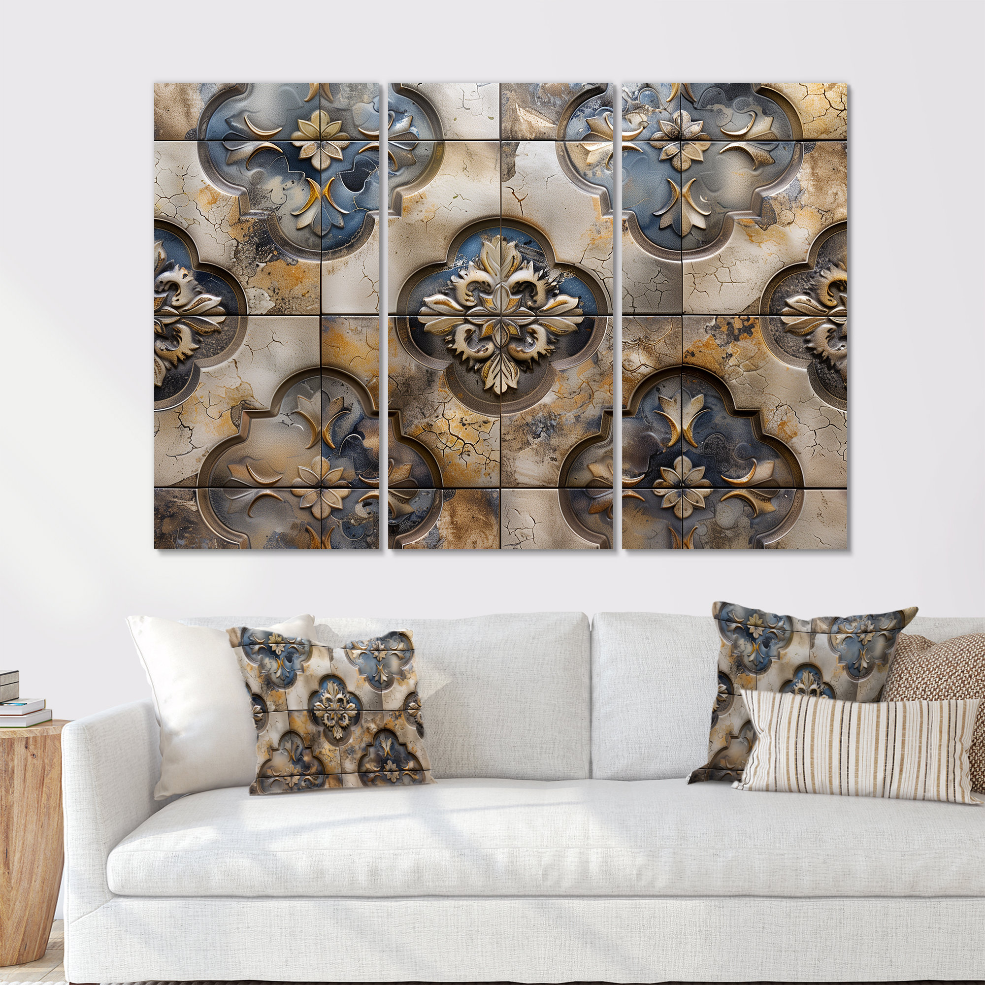 Design Art Medival Grey Gold Vintage Ceramic Tiles II - Abstract Tile ...