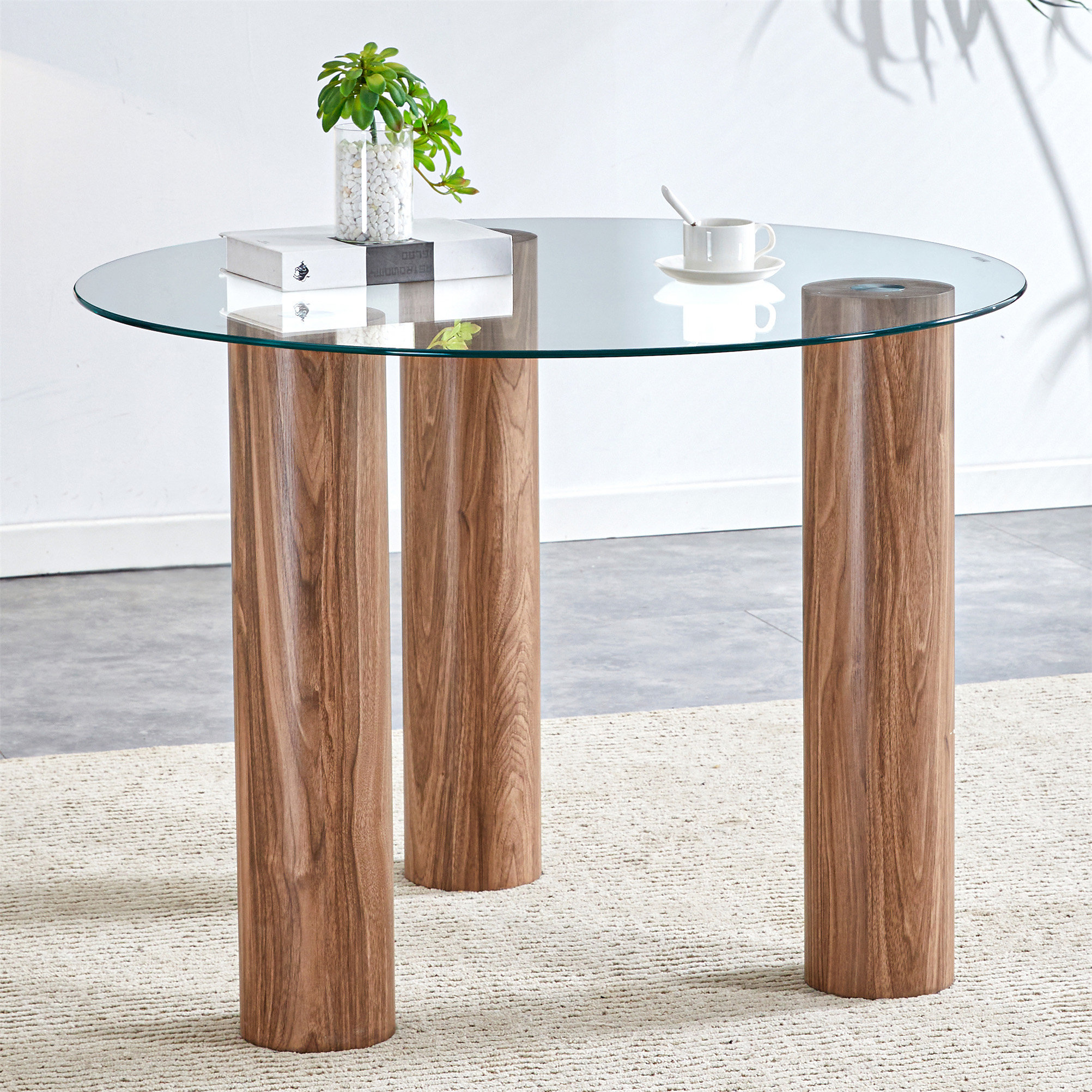 Ivy Bronx Round Transparent Tempered Glass Dining Table | Wayfair