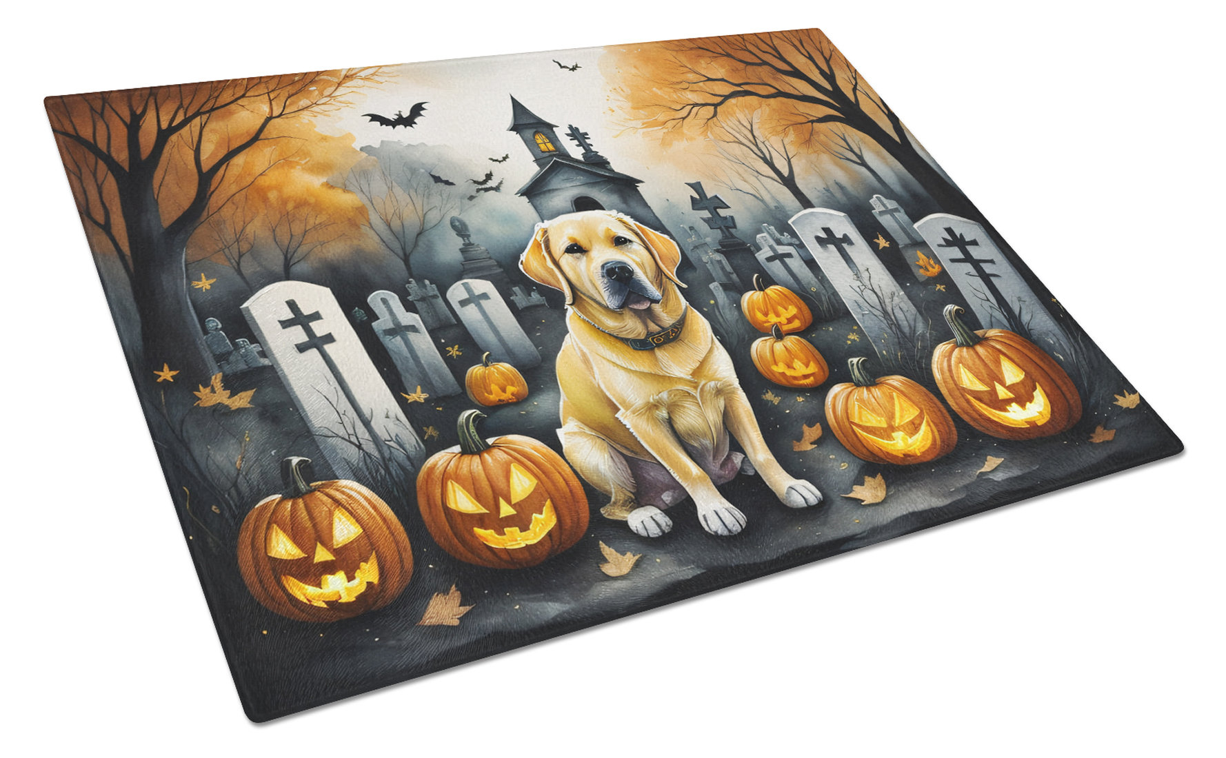Caroline's Treasures Yellow Labrador Retriever Spooky Halloween Glass ...