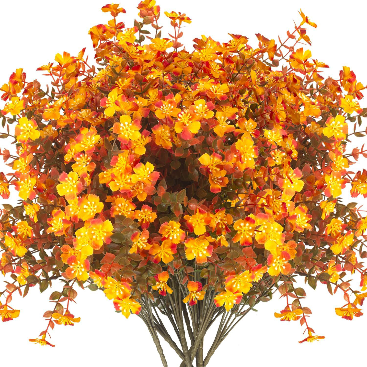 Primrue 12 Bundles Artificial Fall Flowers , Artificial Plants UV ...
