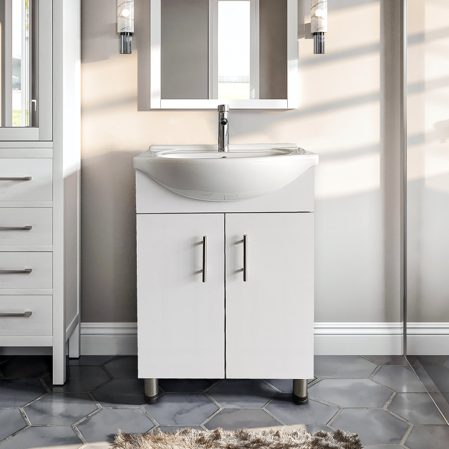 Ebern Designs Salene 24" Single Euro-Style Bathroom Vanity with Ceramic ...