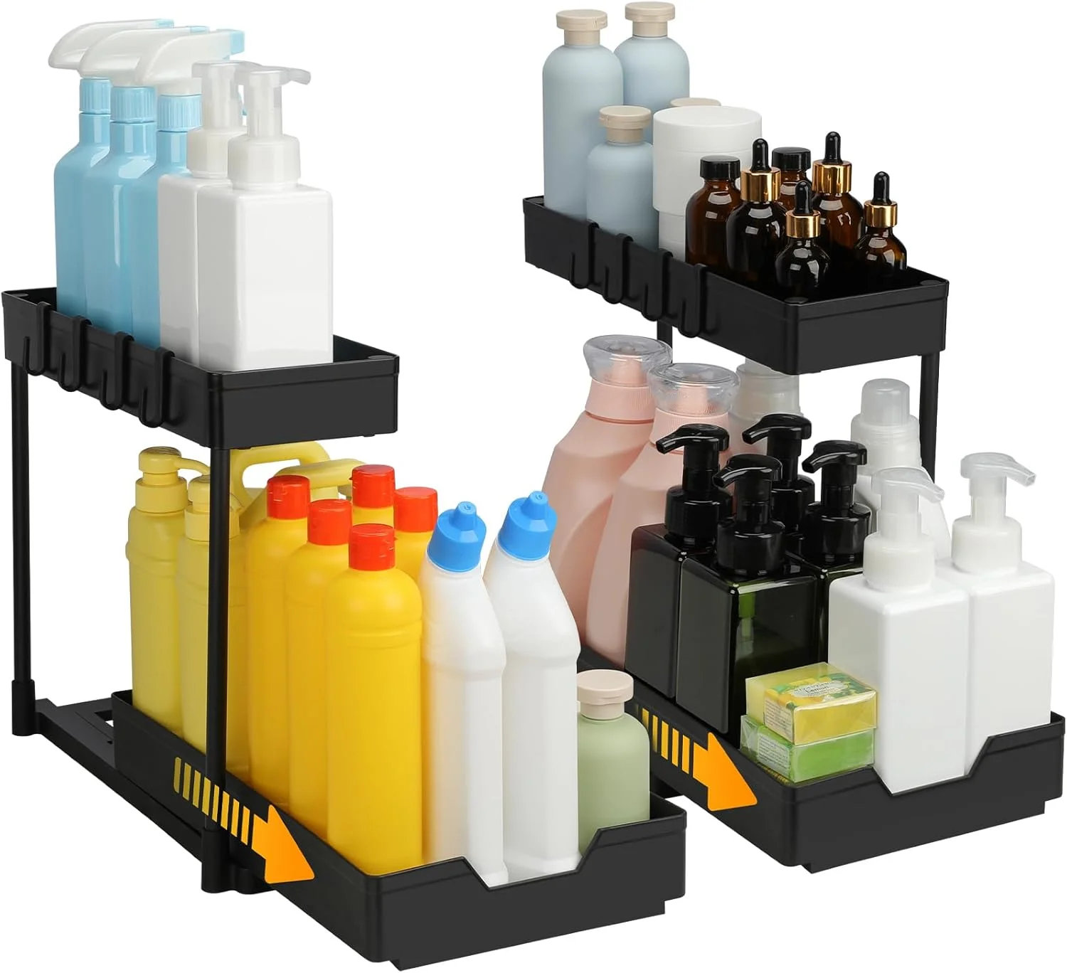 Ebern Designs Under Sink Organizers And Storage, 2 Tier Sliding L-shape ...