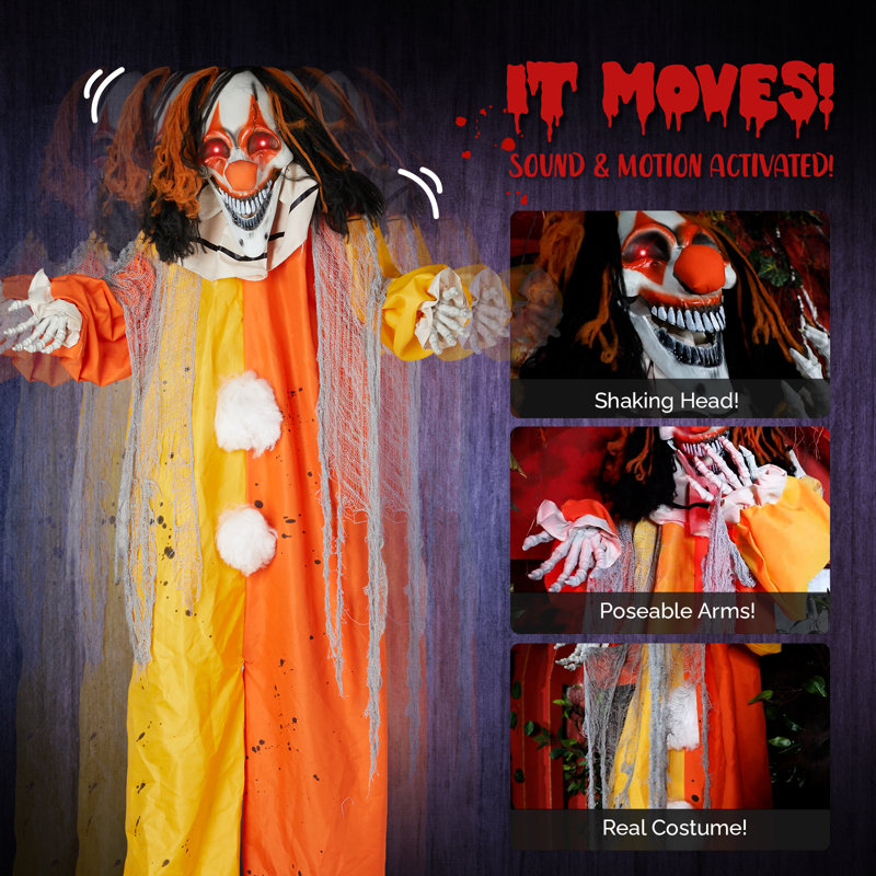 The Holiday Aisle® 8.2Ft Super Tall Talking Halloween Animatronic Clown ...