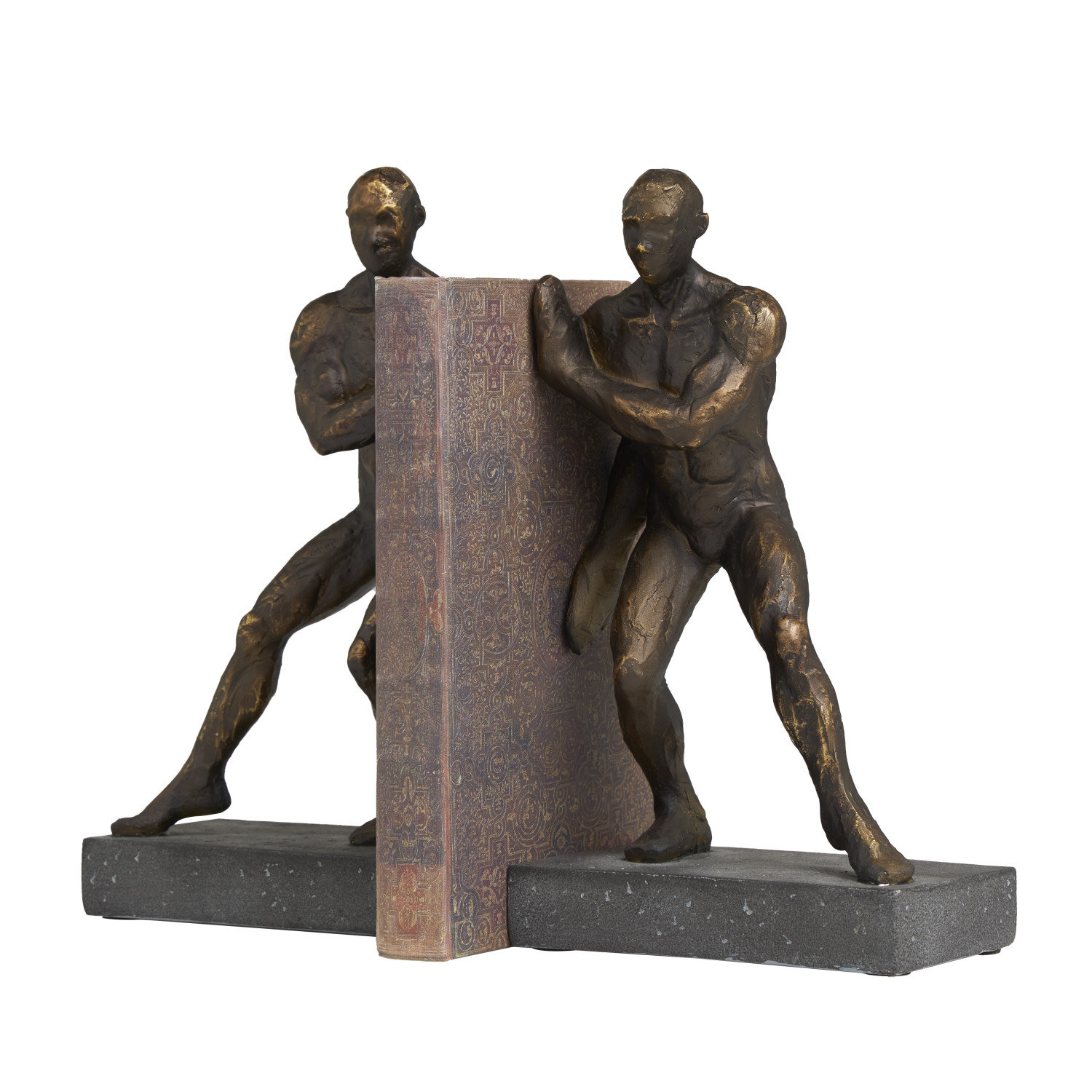 Ivy Bronx Polystone People Decorative Bronze Bookends Set | Wayfair