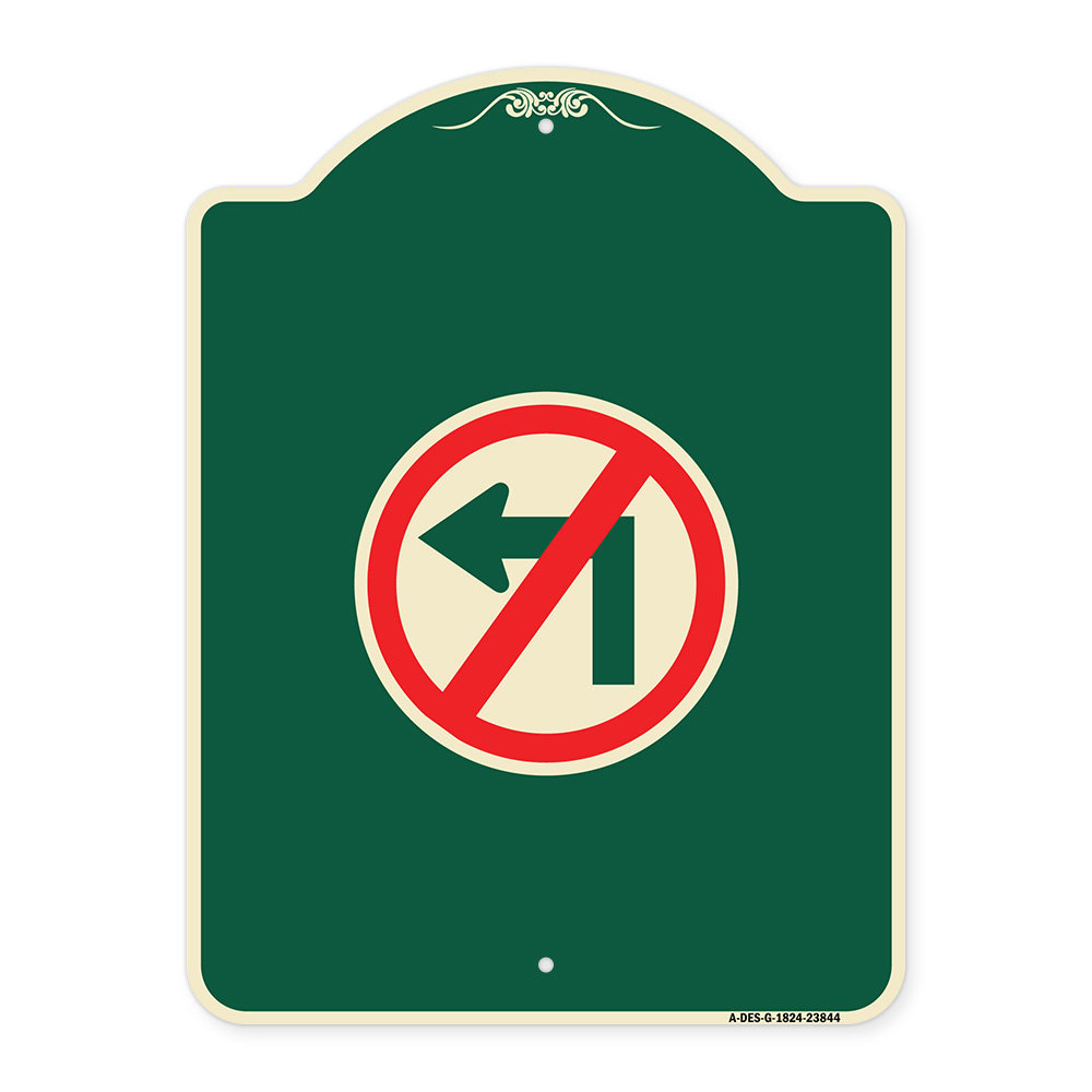 SignMission No Left Turn (Graphic Only) Green & Tan 18" x 24" Heavy ...