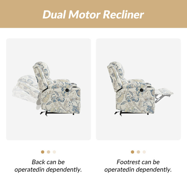 Wade Logan® Caroleann Dual Motor Heated Lift Assist Power Recliner with ...