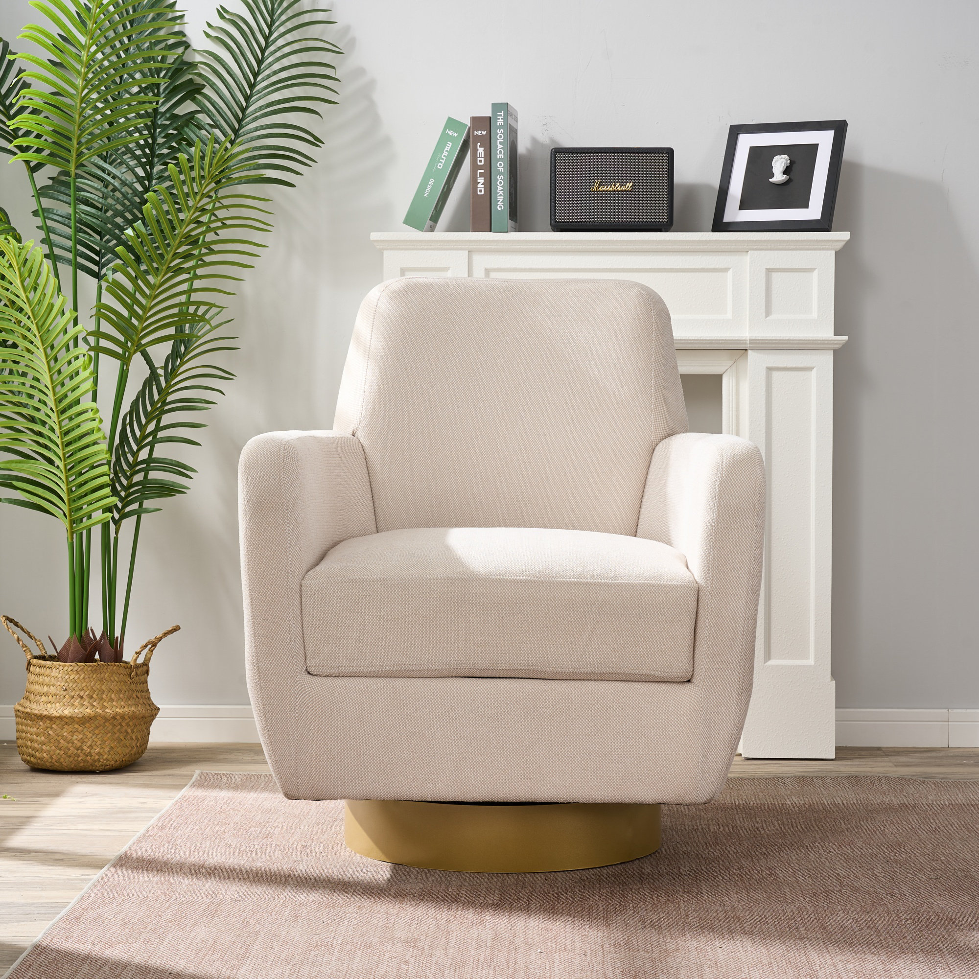 Mercer41 360 Degree Rotating Sofa Armchair Cotton Linen Skin Friendly ...