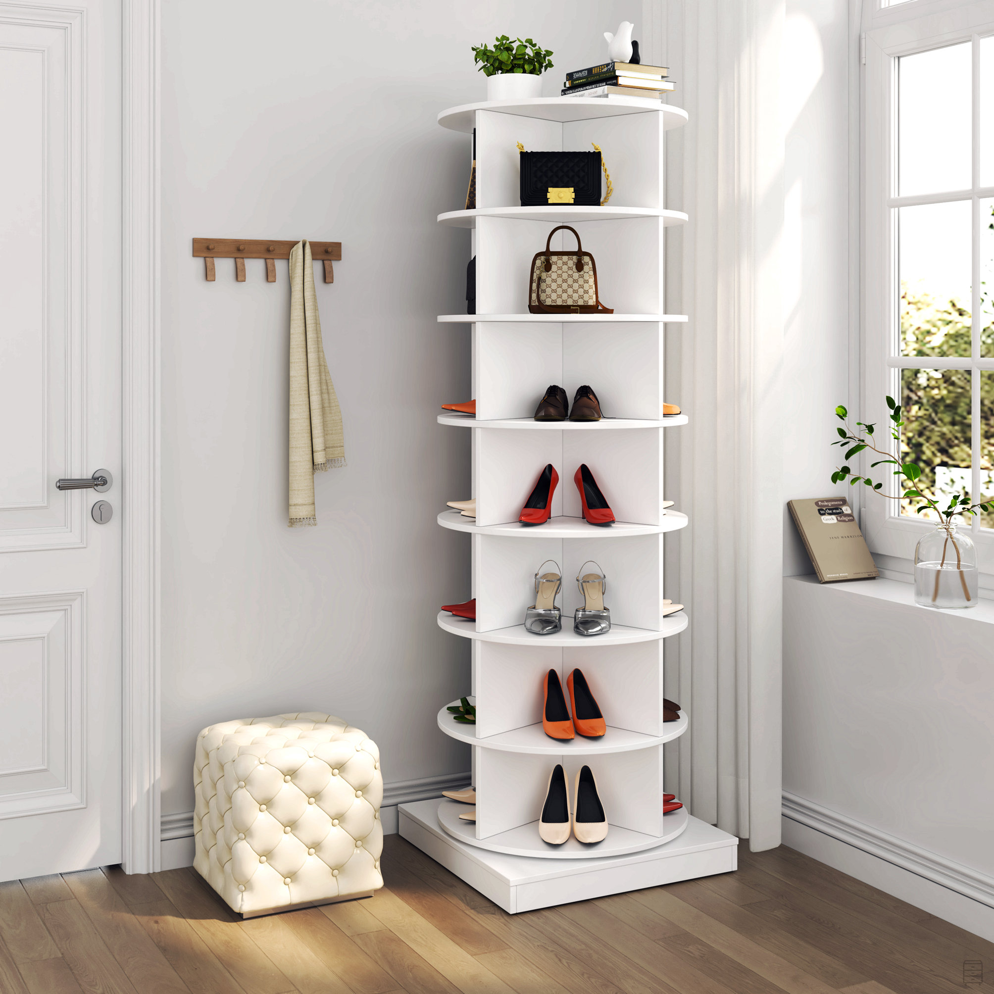 Latitude Run® New 360 Rotating Shoe Cabinet With 7 Layers Can ...