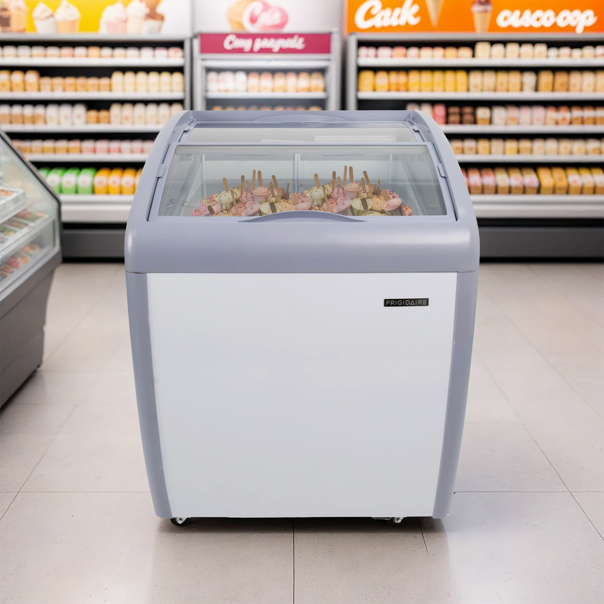 Frigidaire 4 Cu.Ft./110L Curved Glass Top Display Freezer, Ice Cream ...